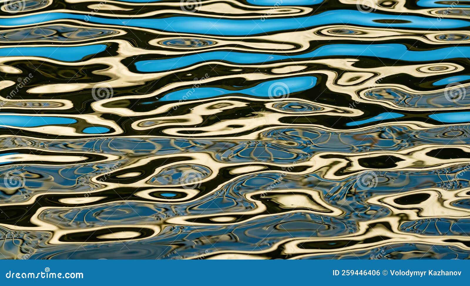 Reflection on the Surface of the Water. Curved White, Blue and Black ...