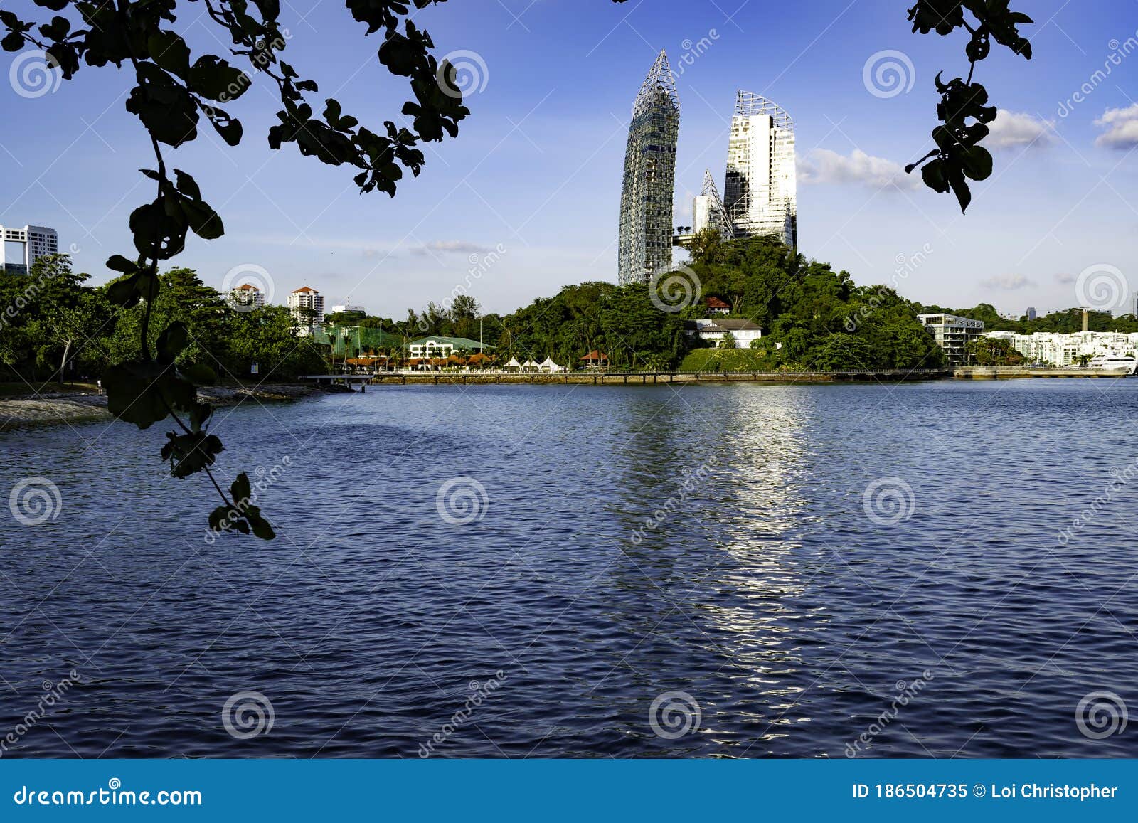 Reflection of Tall Building on the Water Stock Image - Image of cloud ...