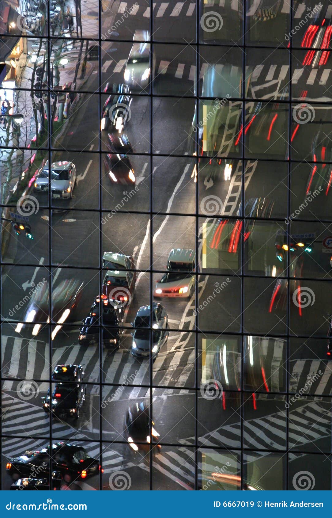 Reflection of traffic stock image. Image of building, city - 6667019