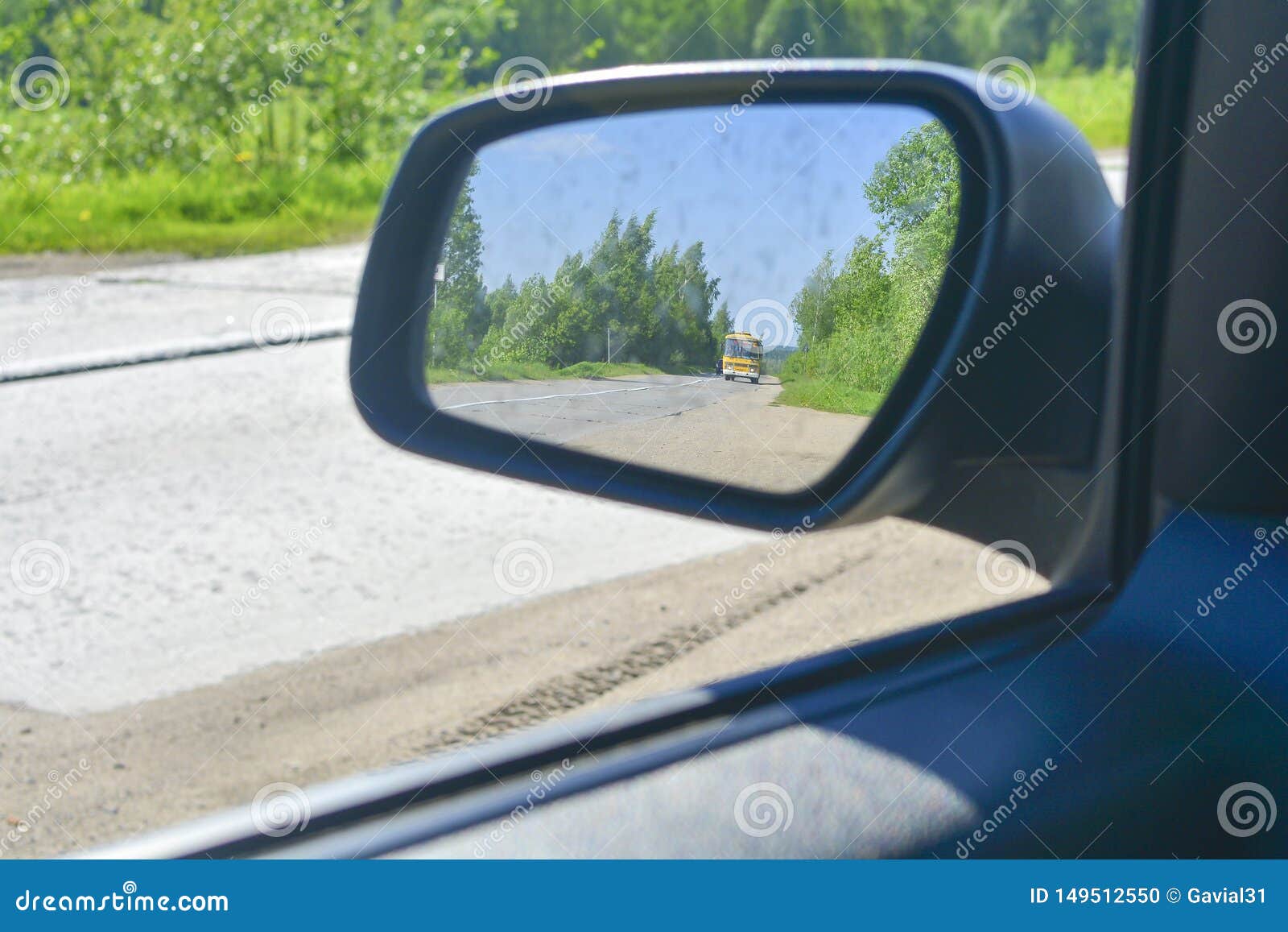 Reflection of Traffic in the Left Rear-view Mirror on a Sunny Day Stock ...