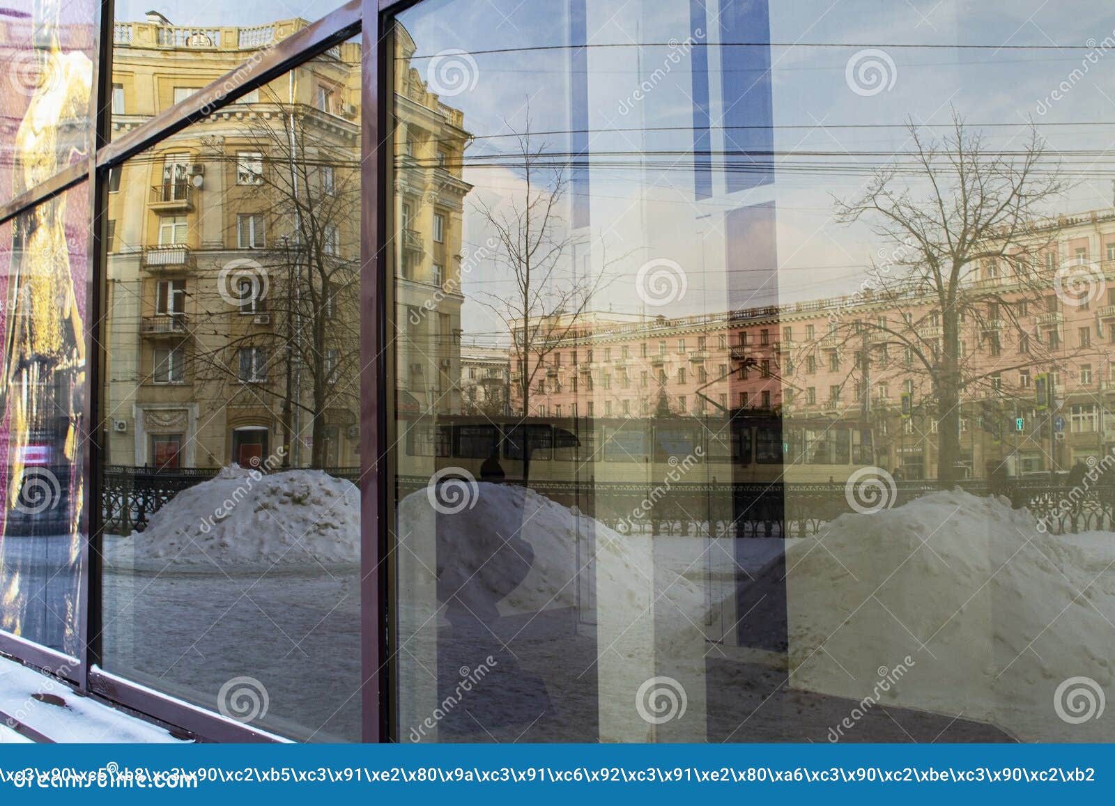 Reflection of the Tram from the Windows. Stock Image - Image of black ...