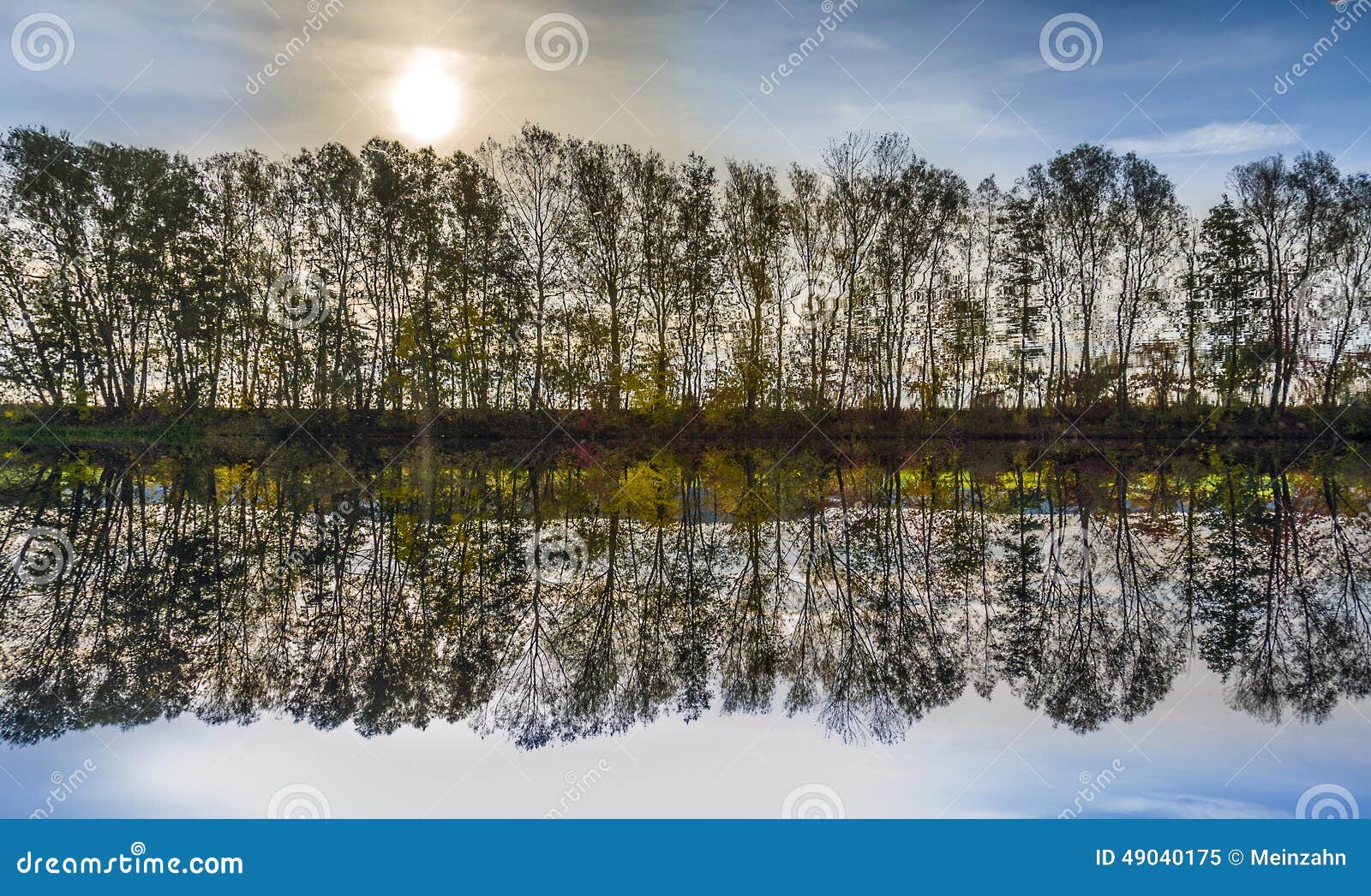 Reflection of Trees in River Tauber Stock Image - Image of valley ...