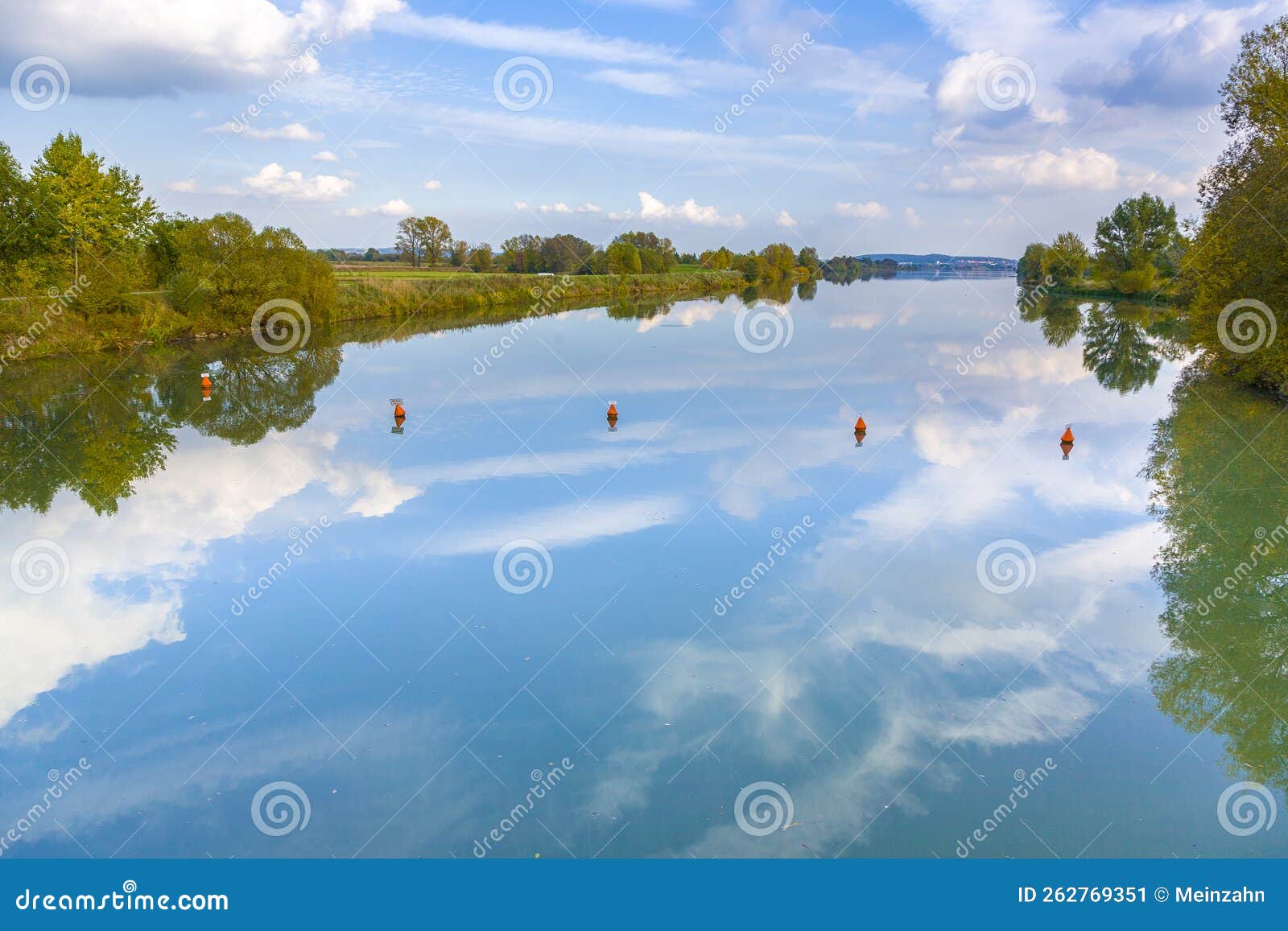 Reflection of Trees in River Tauber Stock Image - Image of germany ...