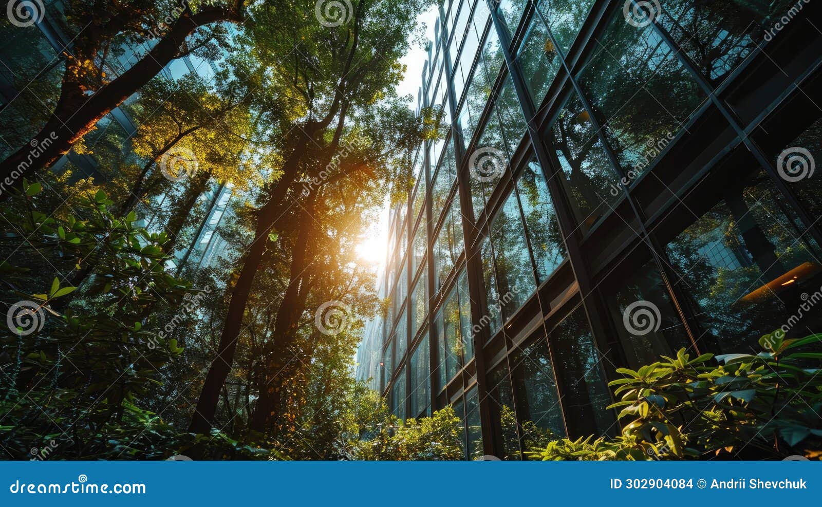 Reflection of Trees in the Windows of a Modern Office Building Stock ...