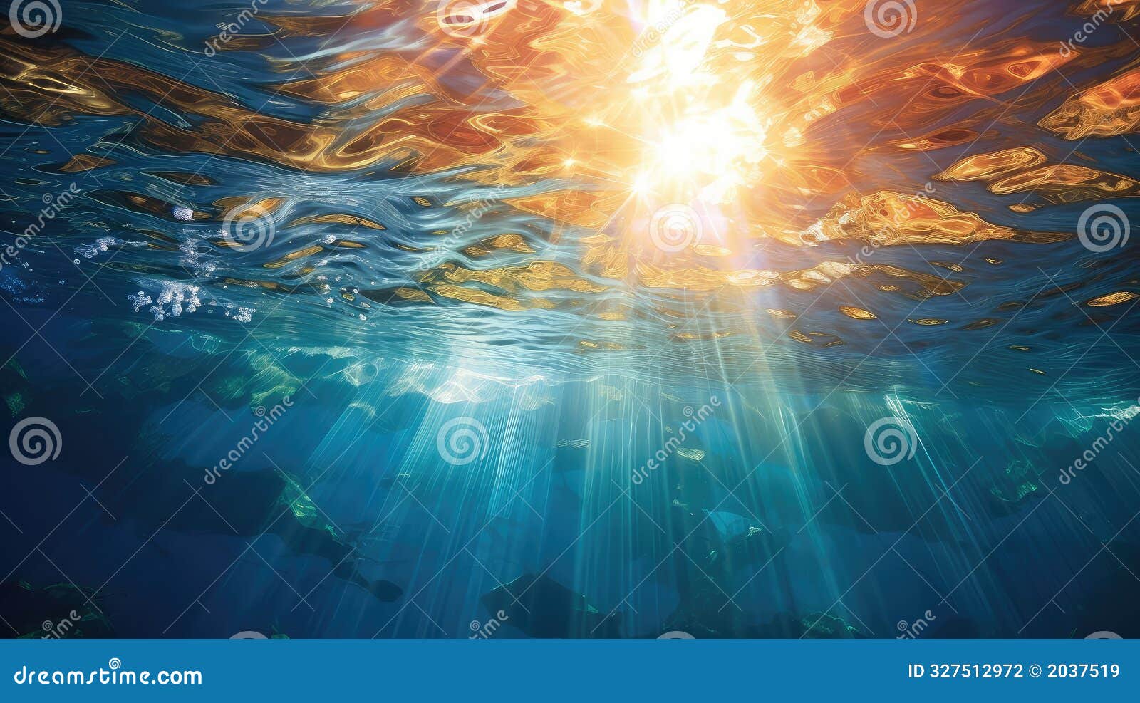 Reflection underwater sun stock illustration. Illustration of ...