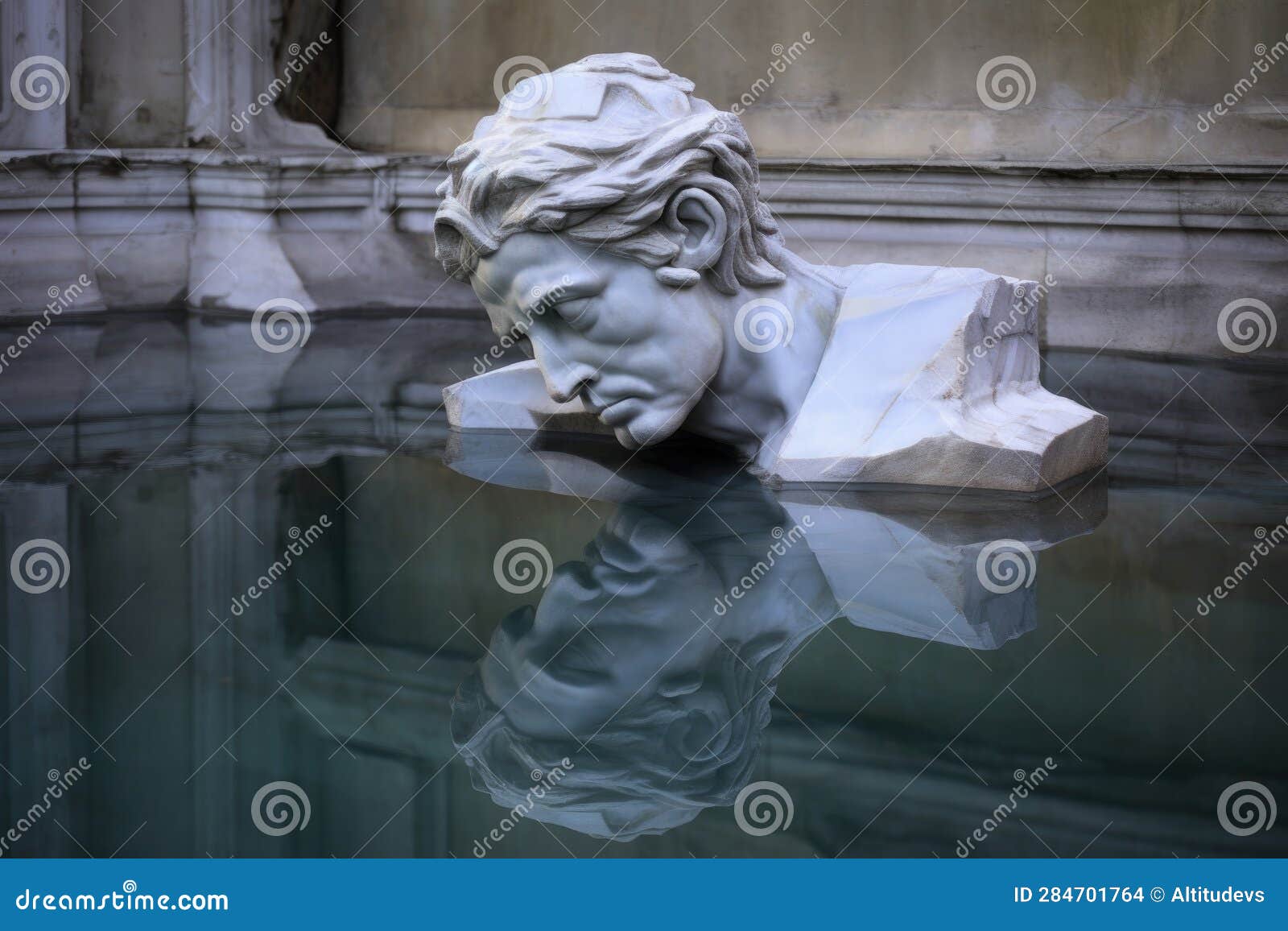 Reflection of Unfinished Marble Statue in Water Stock Illustration ...
