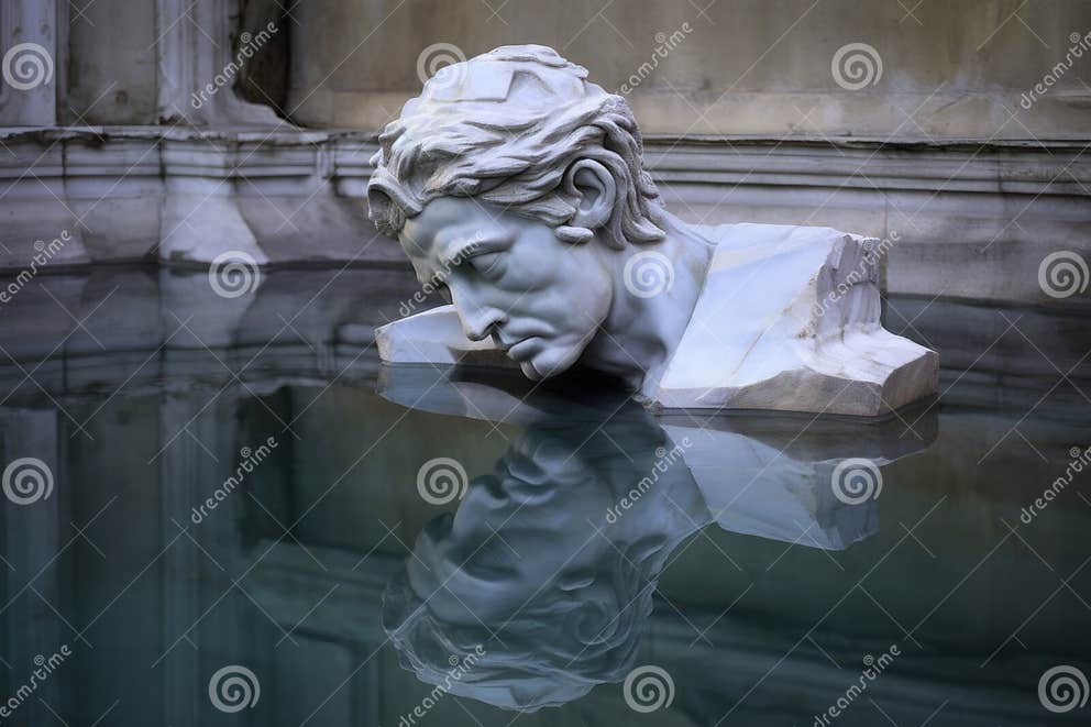 Reflection of Unfinished Marble Statue in Water Stock Photo - Image of ...