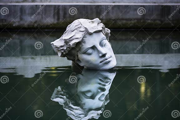 Reflection of Unfinished Marble Statue in Water Stock Illustration ...