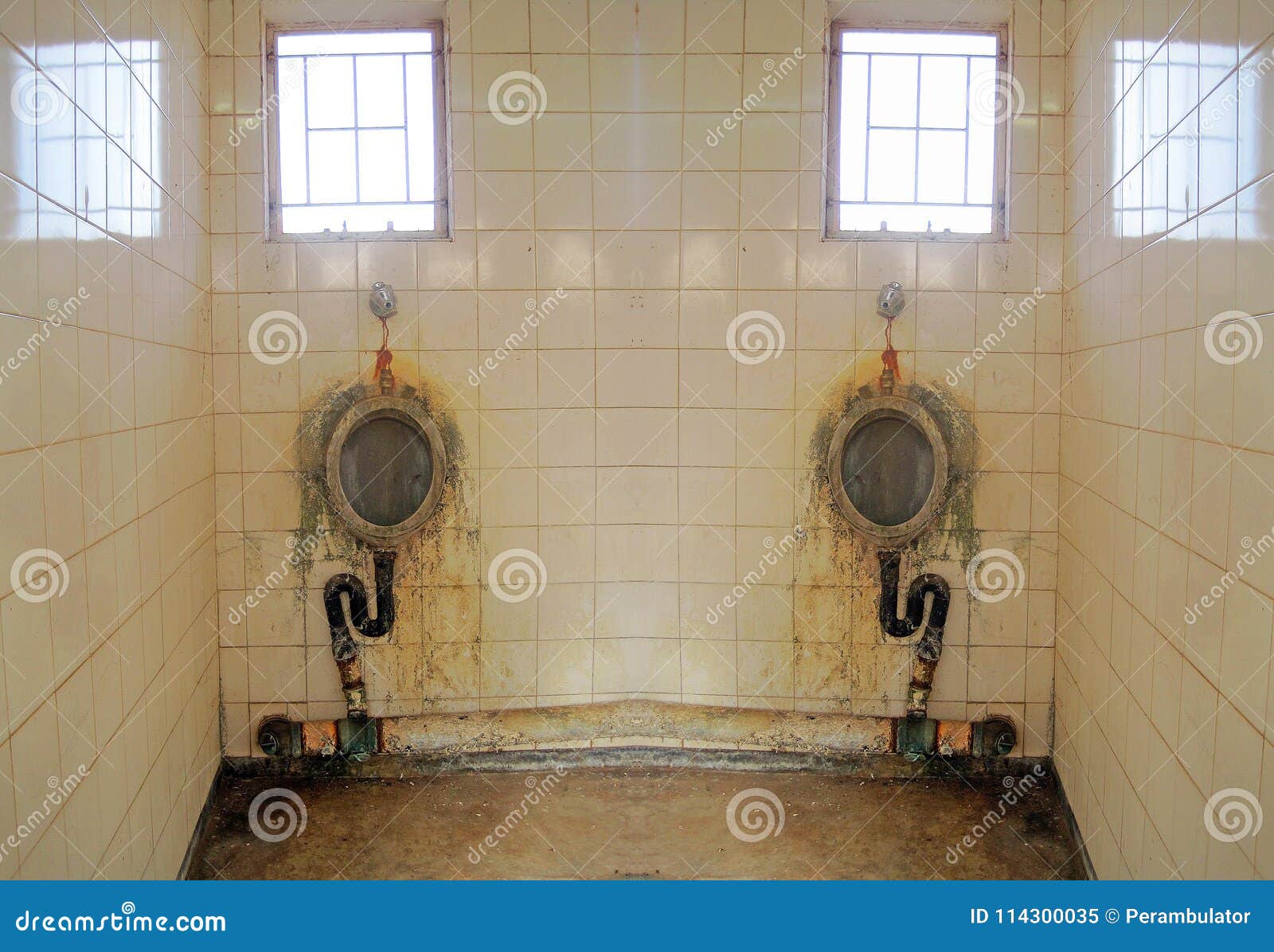 REFLECTION of a URINAL in a CORNER Stock Image - Image of ruin, tiled ...