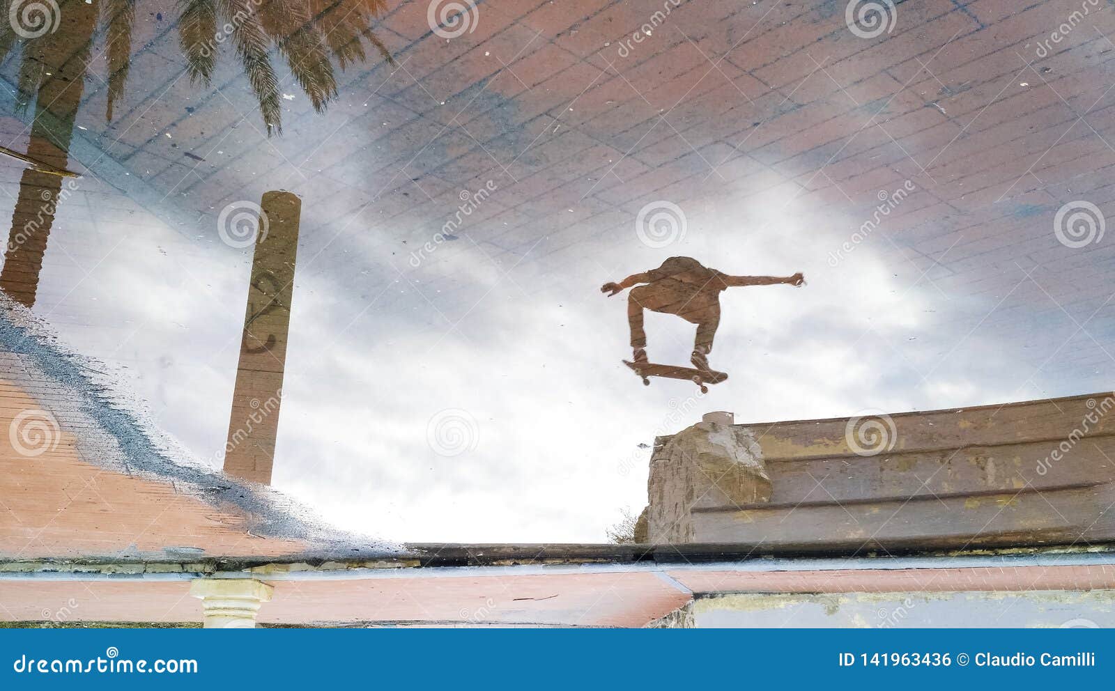 Reflection of a Jumping Skater Stock Photo - Image of stunt, reflection ...