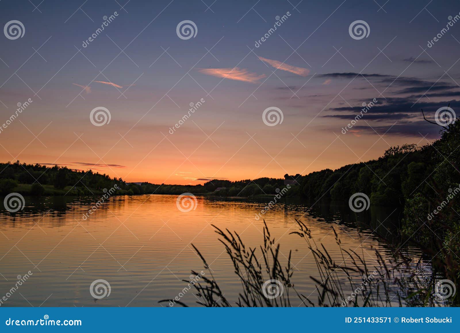 Red sunset on the lake stock image. Image of building - 251433571