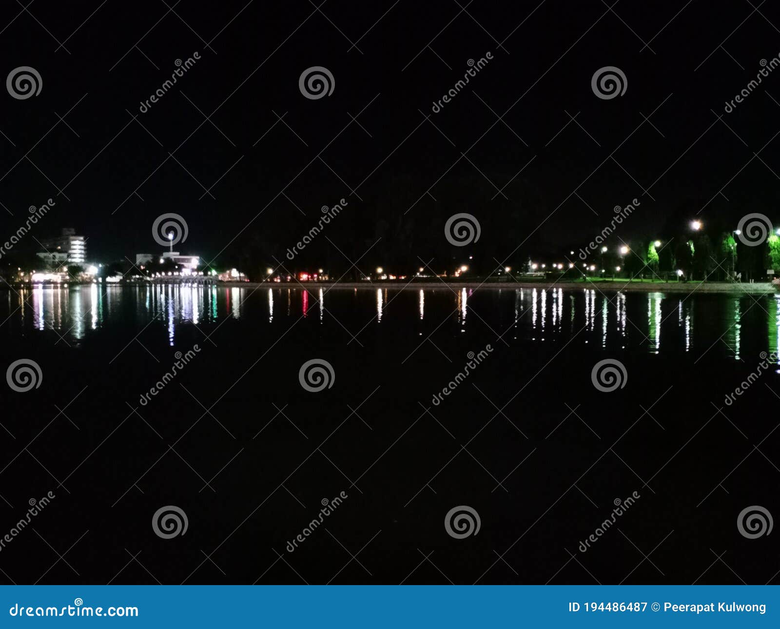 Reflection on the Water Surface at Night Stock Image - Image of diamond ...