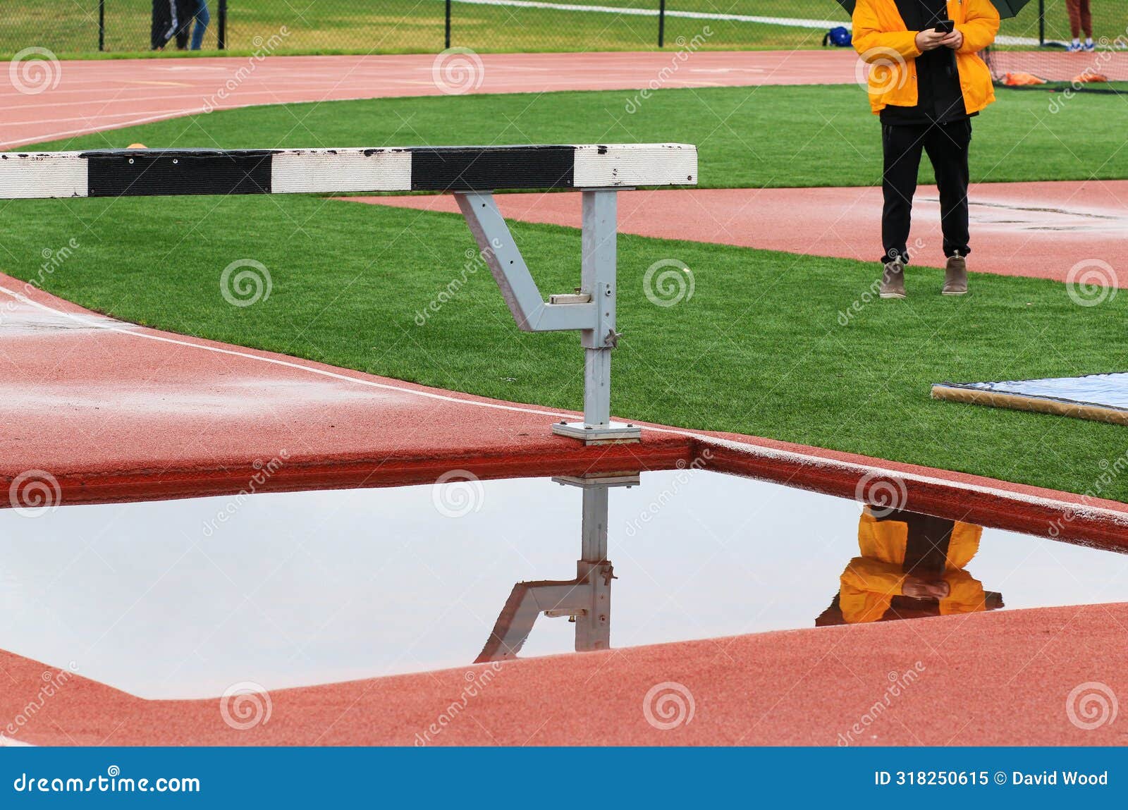 Track Steeplechase With A Full Water Pit Set Up For A High School Boys ...