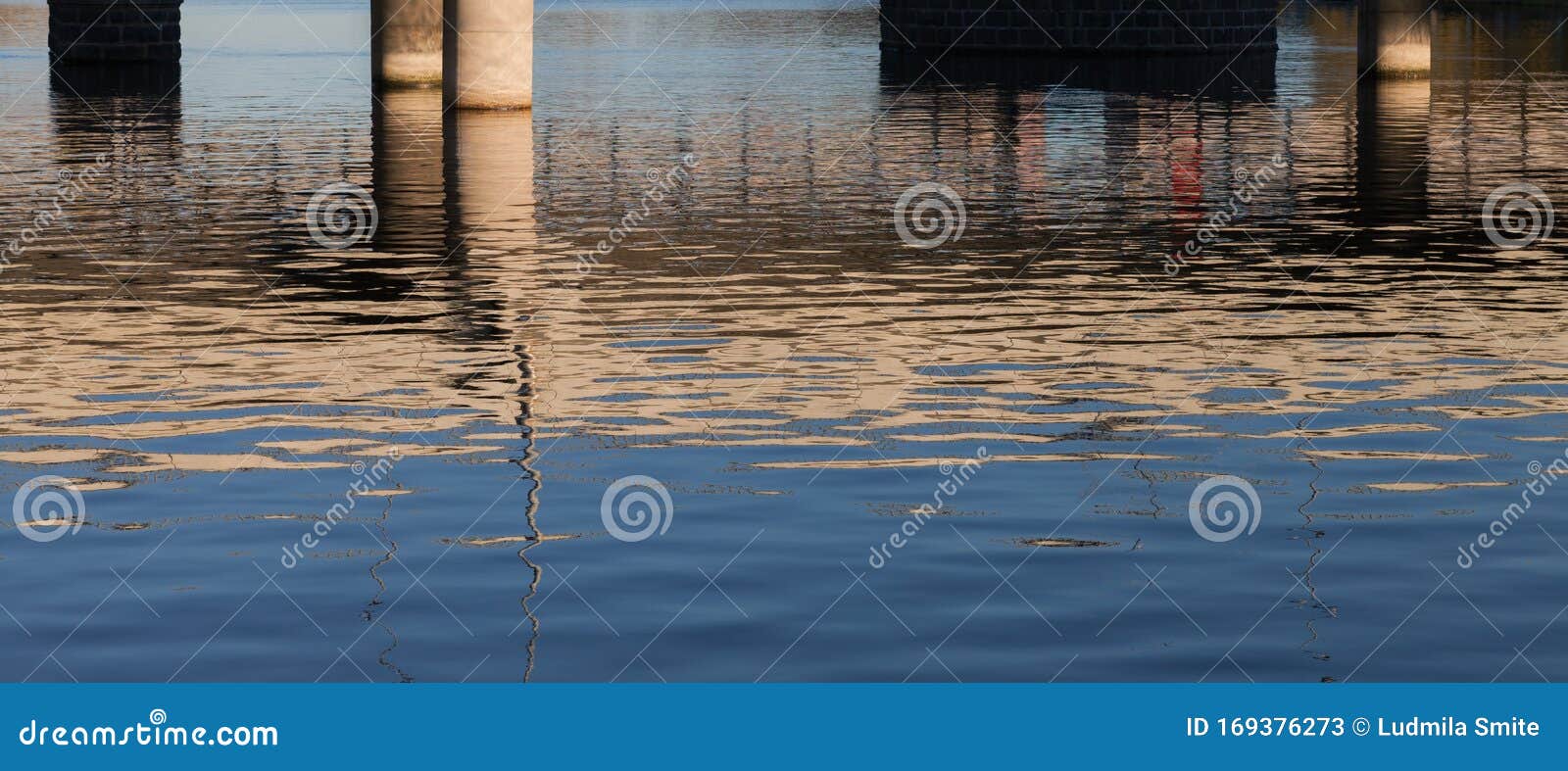 Bridge poles in a water stock image. Image of landscape - 169376273