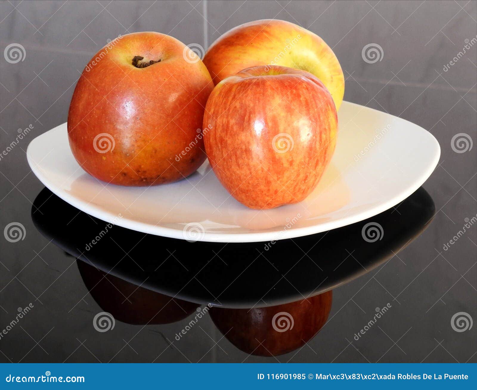 Reflections of the Apples on the Table Stock Image - Image of ...
