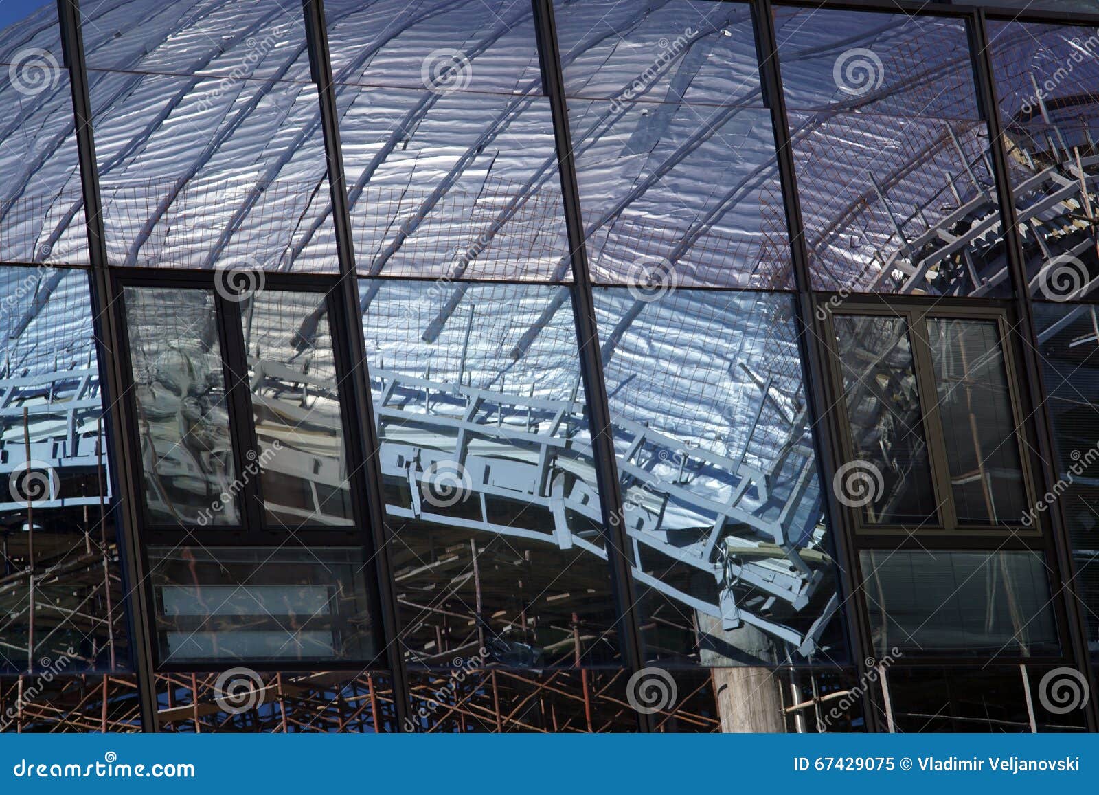 Reflection in Windows of Modern Building Stock Image - Image of ...