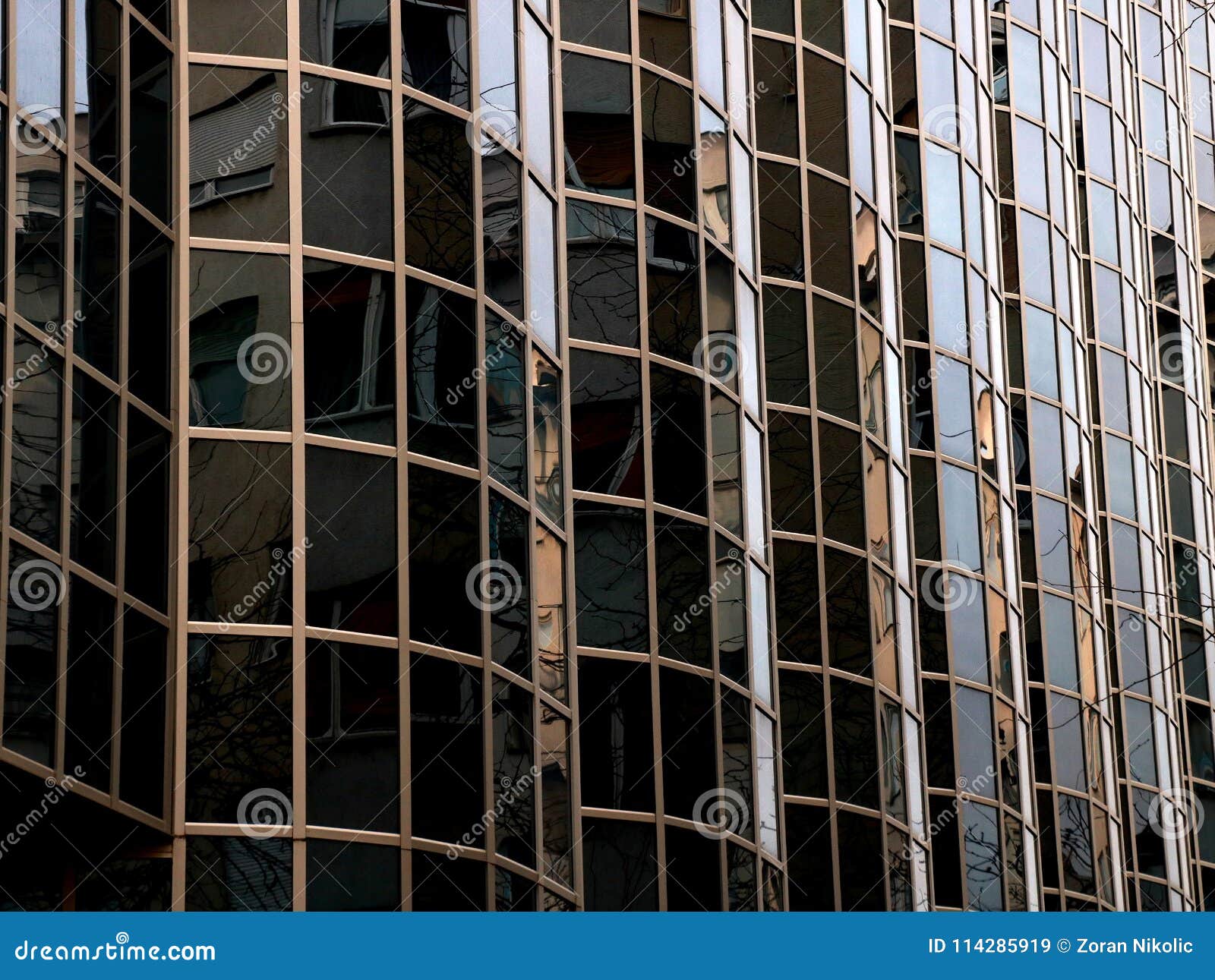 Reflection in Windows of Modern Office Building Stock Image - Image of ...