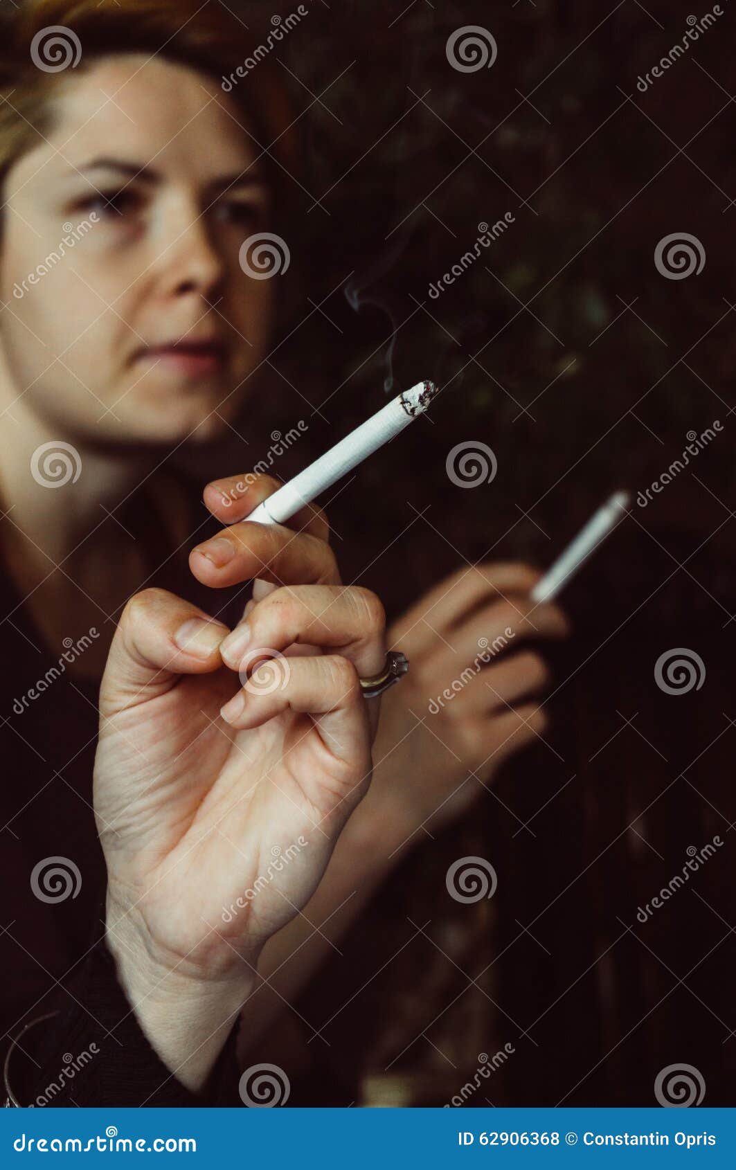 Reflection of Woman Smoking Stock Photo - Image of tobacco, reflection ...