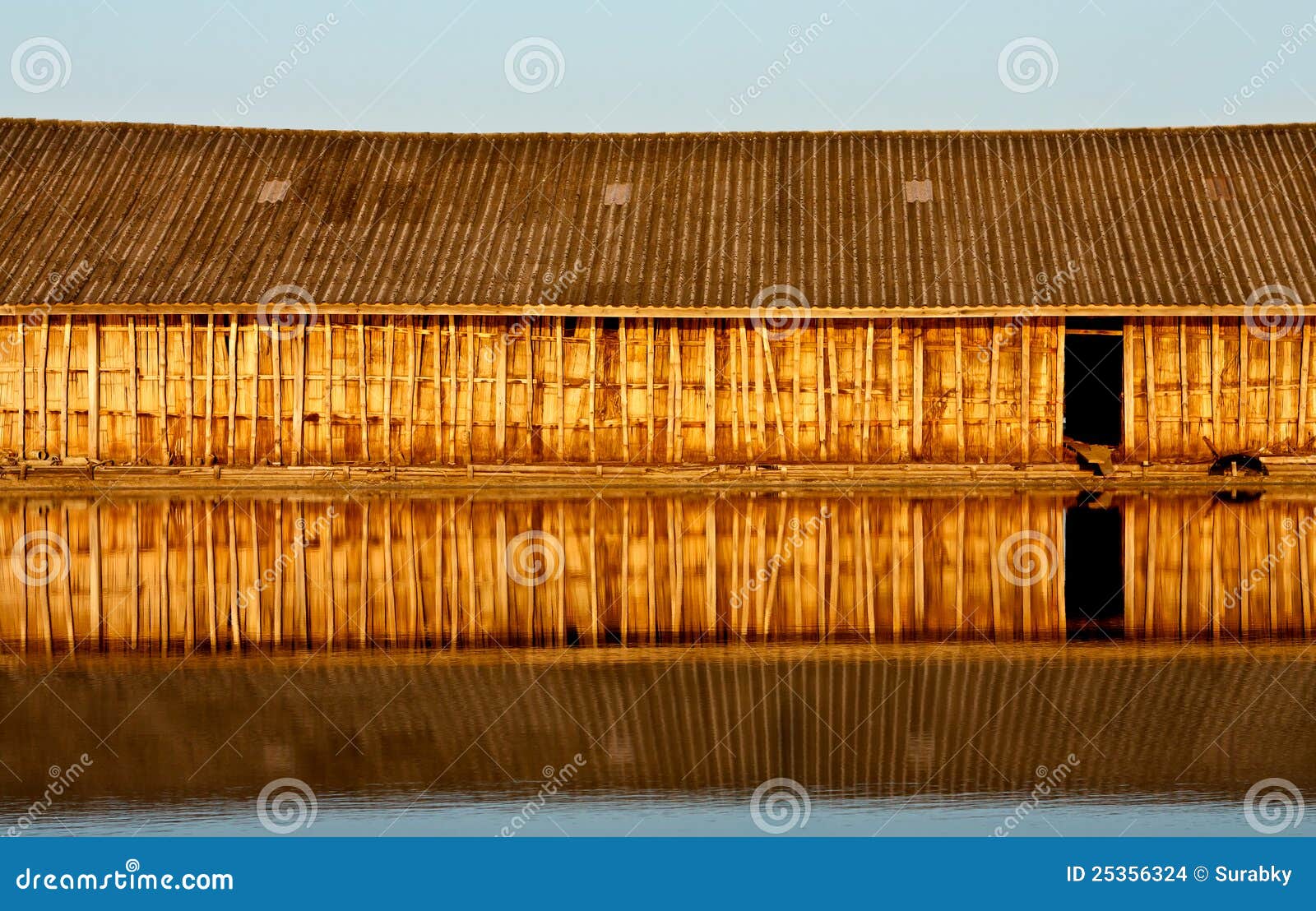 Reflection of Wood House in Water Stock Photo - Image of asian ...