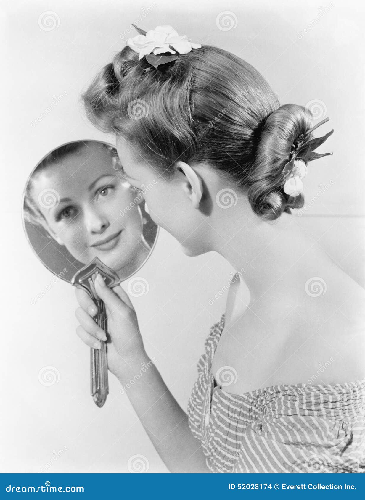 Reflection of a Young Woman, Looking in a Mirror Stock Photo - Image of ...