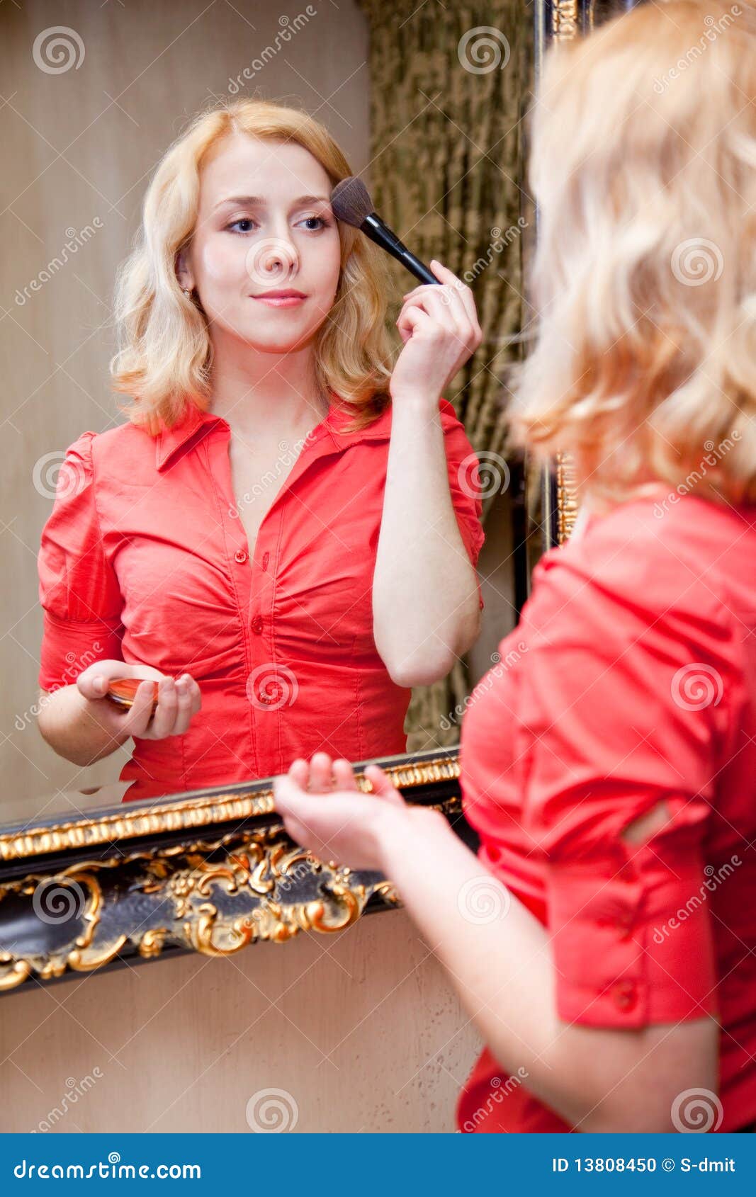 Reflection of Young Woman in a Mirror Stock Photo - Image of looking ...