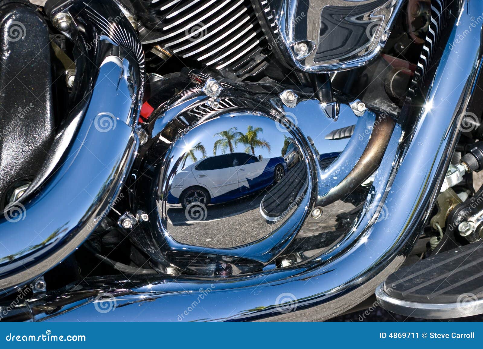 Reflections in Chrome stock image. Image of custom, motorcycle - 4869711