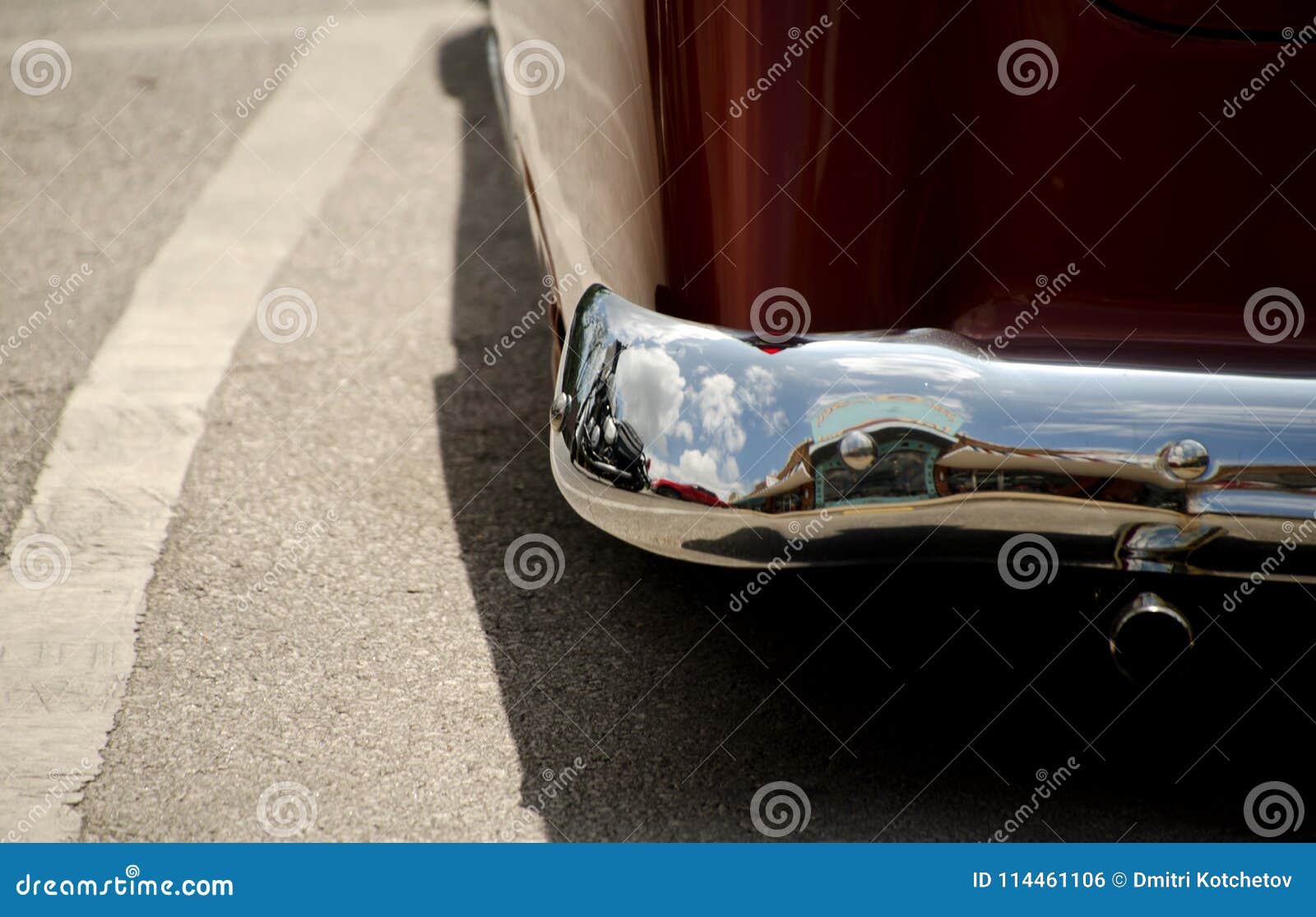 Reflections in Chrome Details of of Exterior of a Classic Car - Stock ...