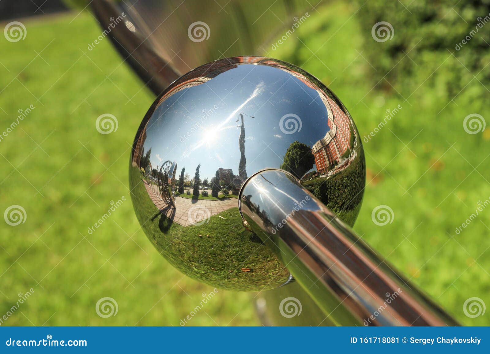 Reflections of the City in a Metal Ball Stock Image - Image of ...