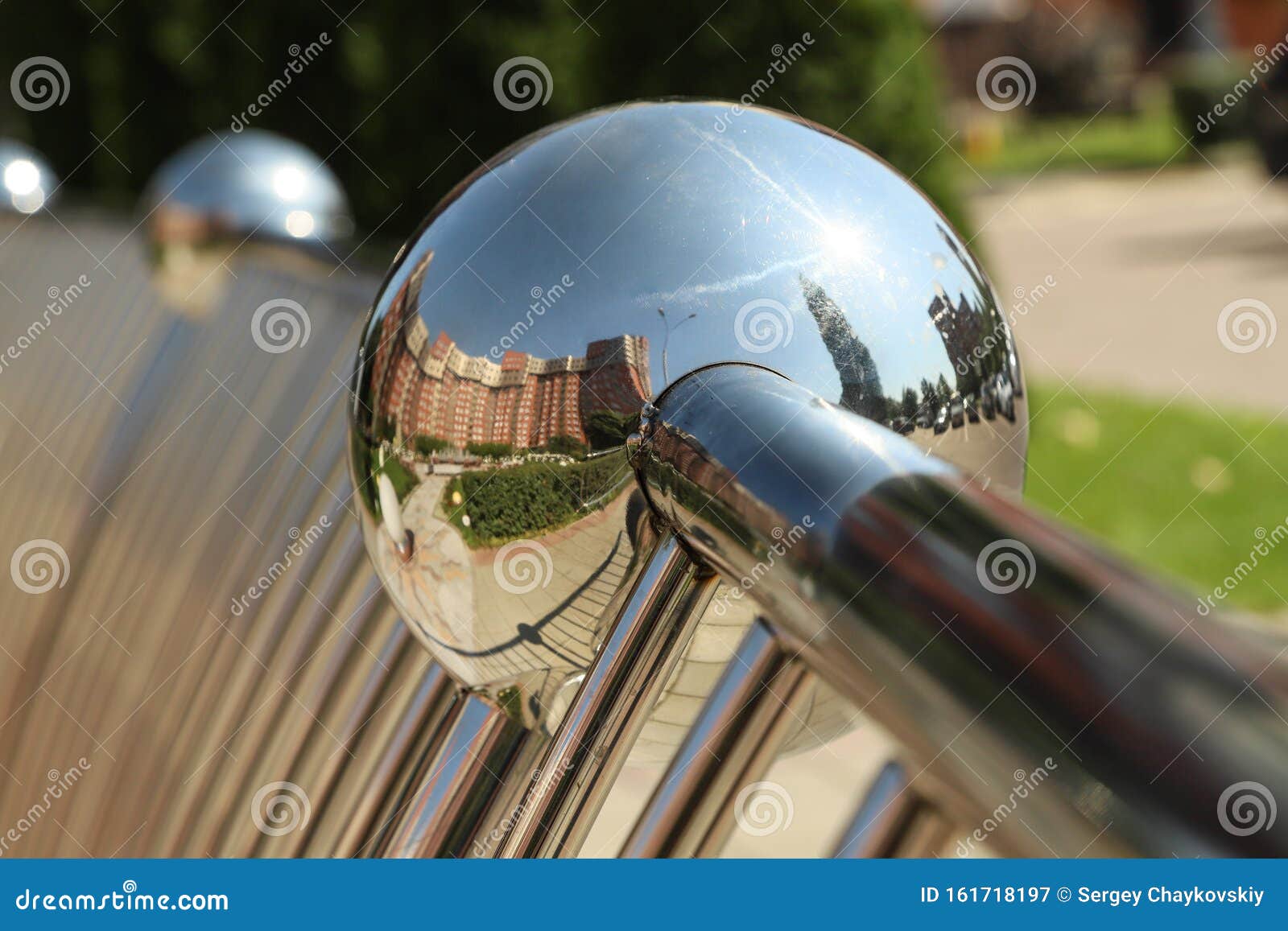 Reflections of the City in a Metal Ball Stock Image - Image of futurism ...