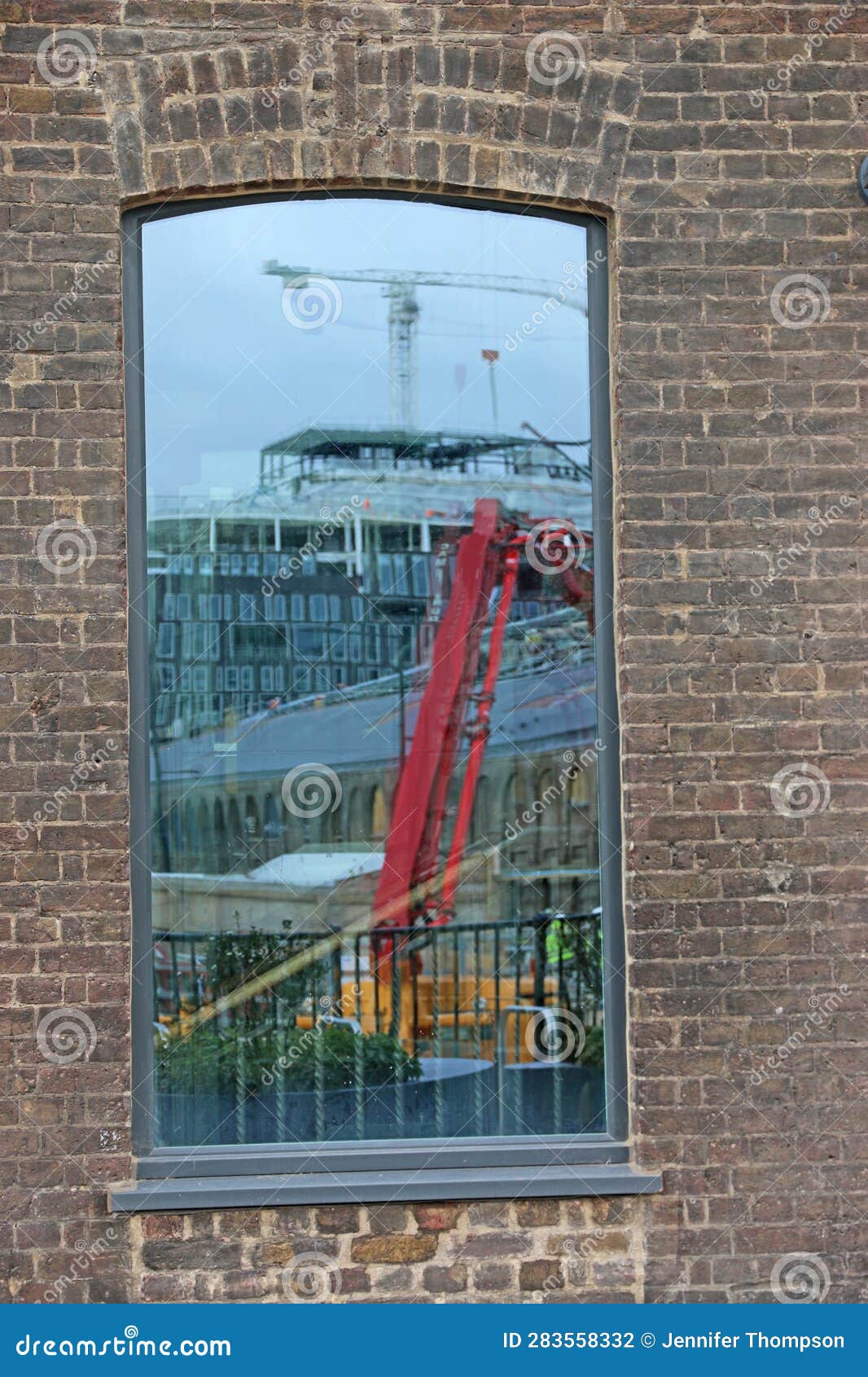 Reflections in a Warehouse Window Stock Photo - Image of window, metal ...