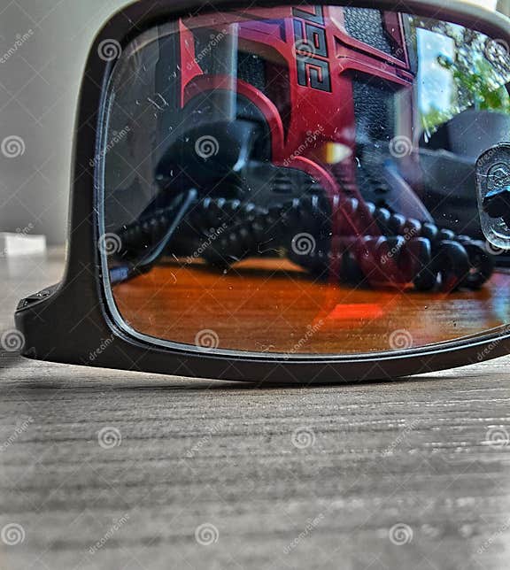 Reflections on an Eyeglass Lens Stock Image - Image of eyeglass, table ...