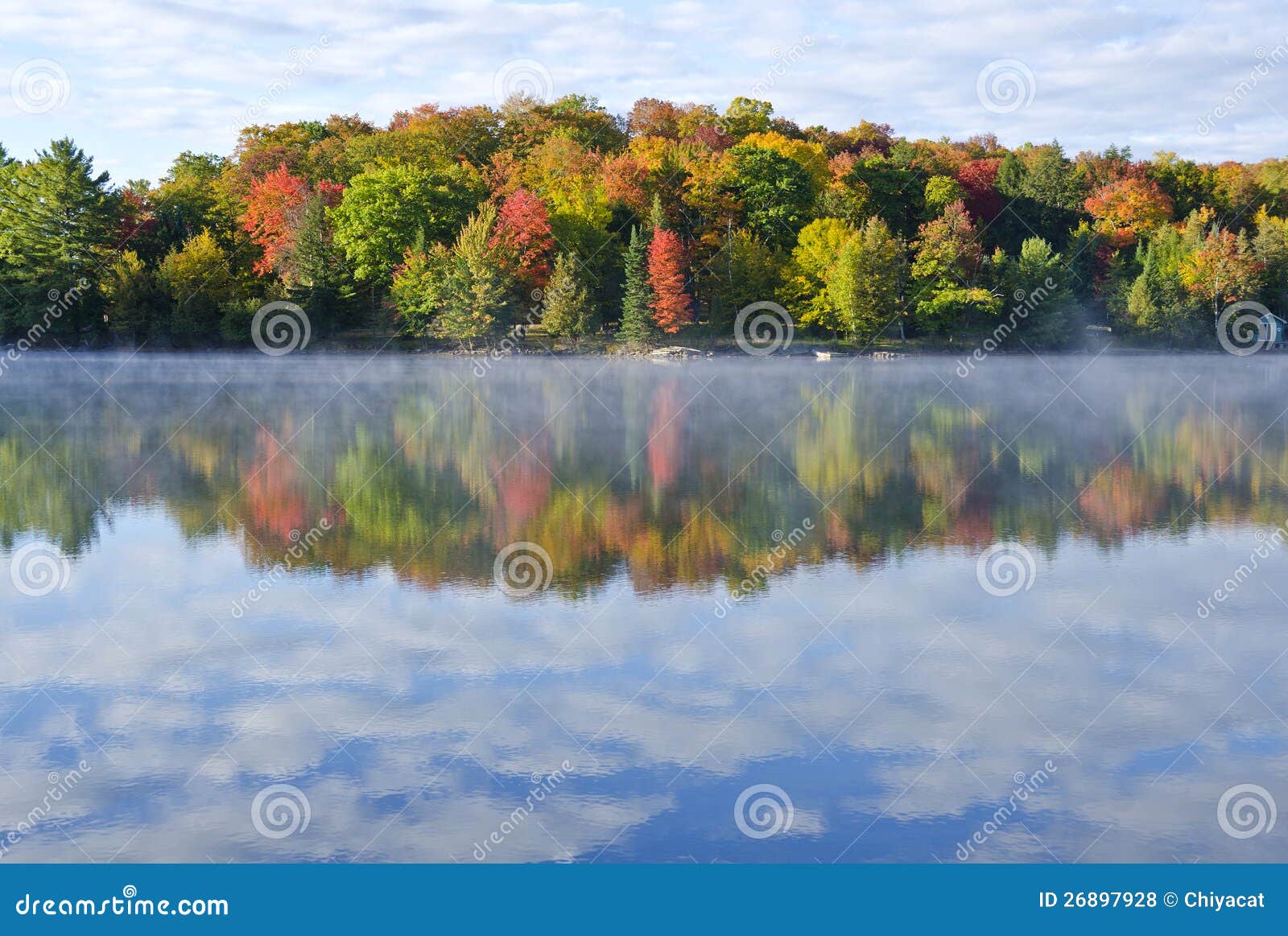 Reflections of Fall Colors on a Tranquil Lake Stock Photo - Image of ...