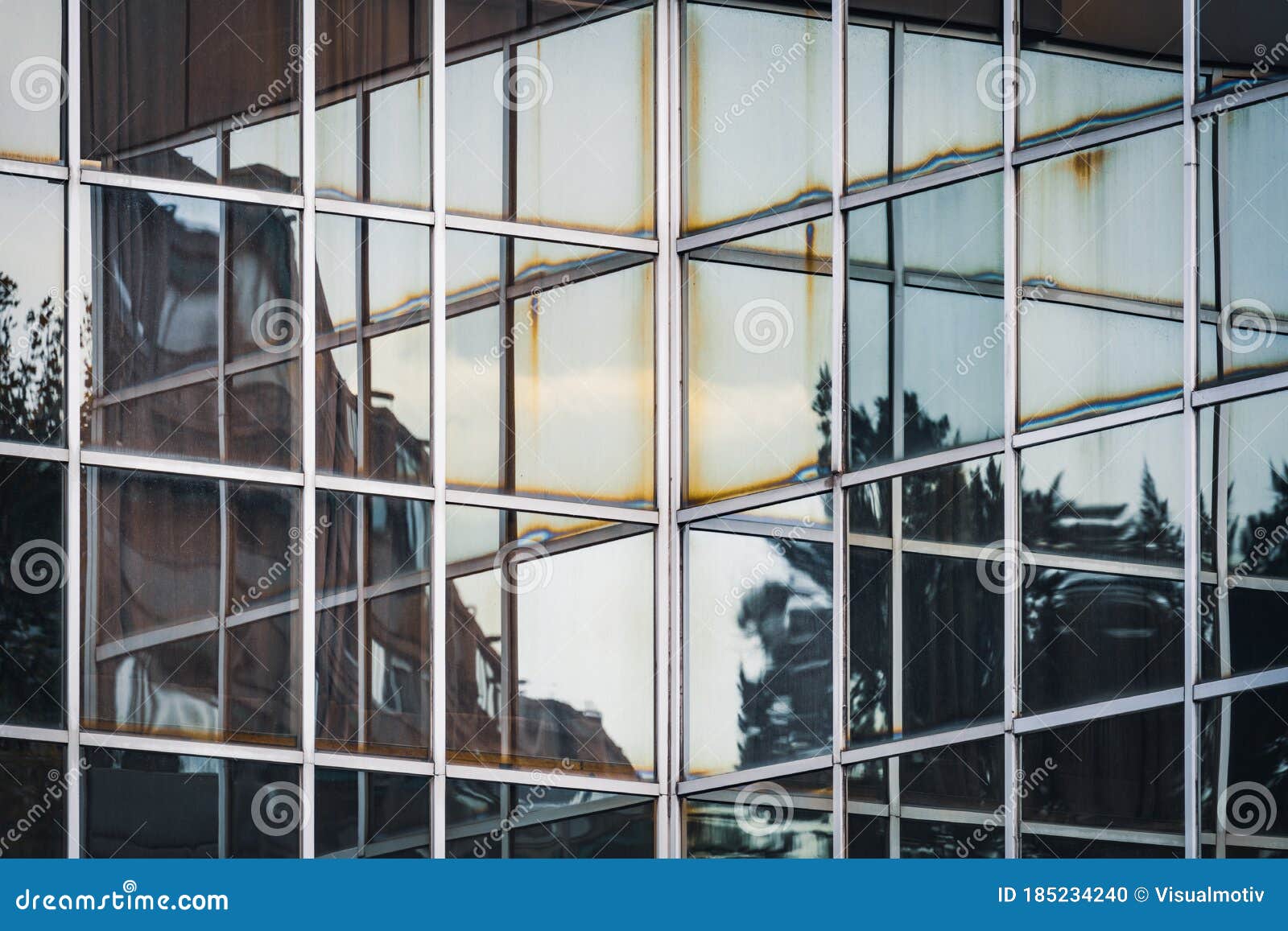 Reflections on a Glass Facade Stock Photo - Image of built, geometrical ...