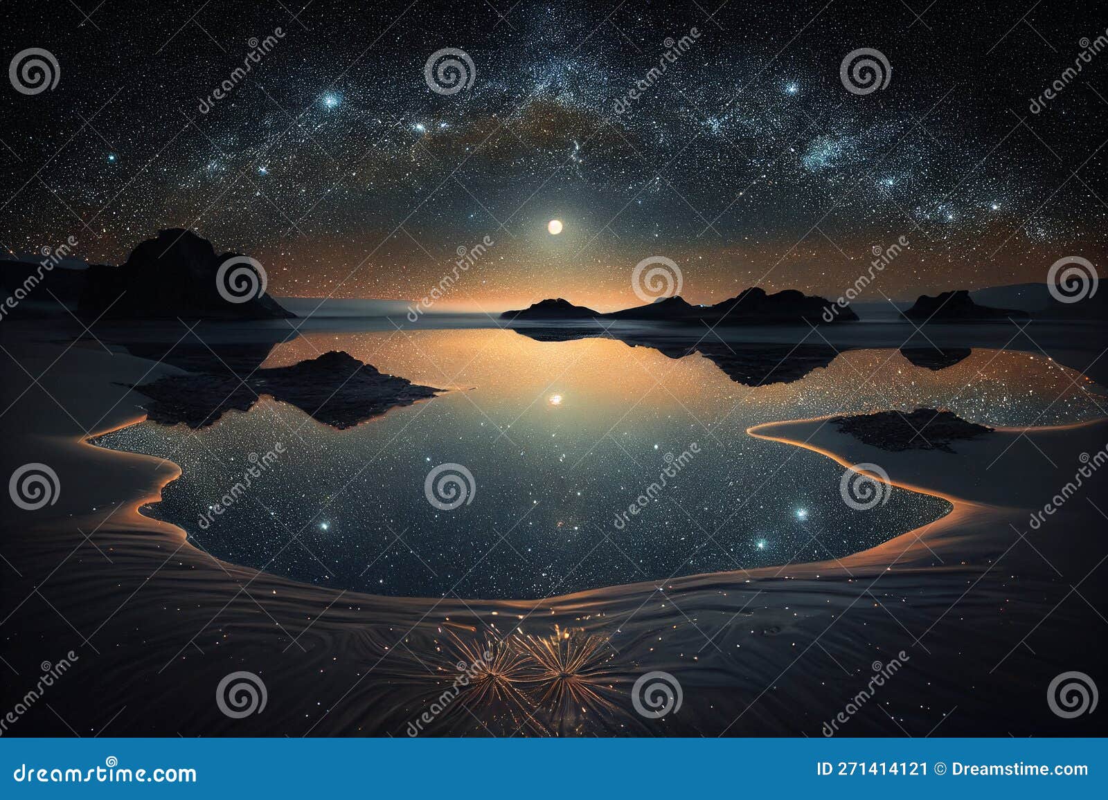 Reflections of Infinity: a Nighttime Ocean Landscape of Stars and Sea ...