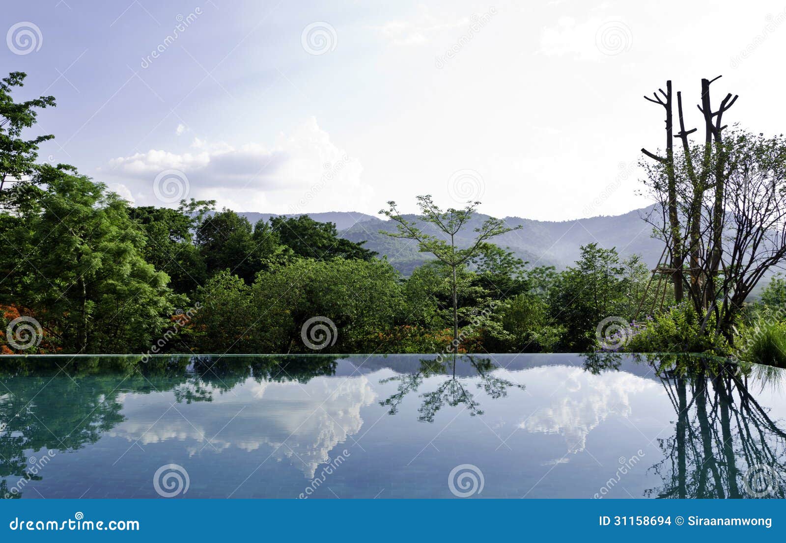 Reflections on the Infinity Pool Stock Photo - Image of mountain ...
