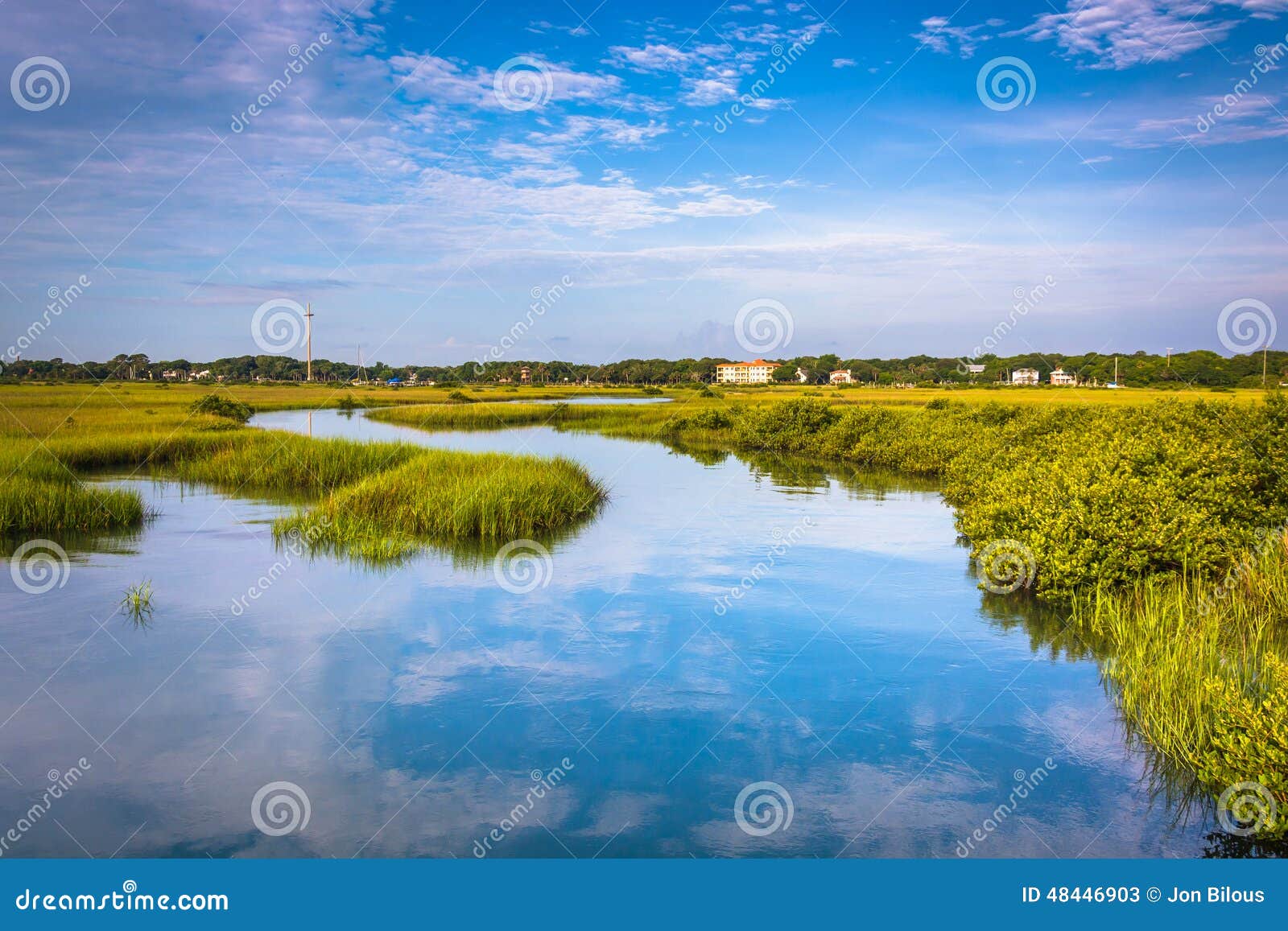 Reflections in a Marsh in St. Augustine, Florida. Stock Image - Image ...