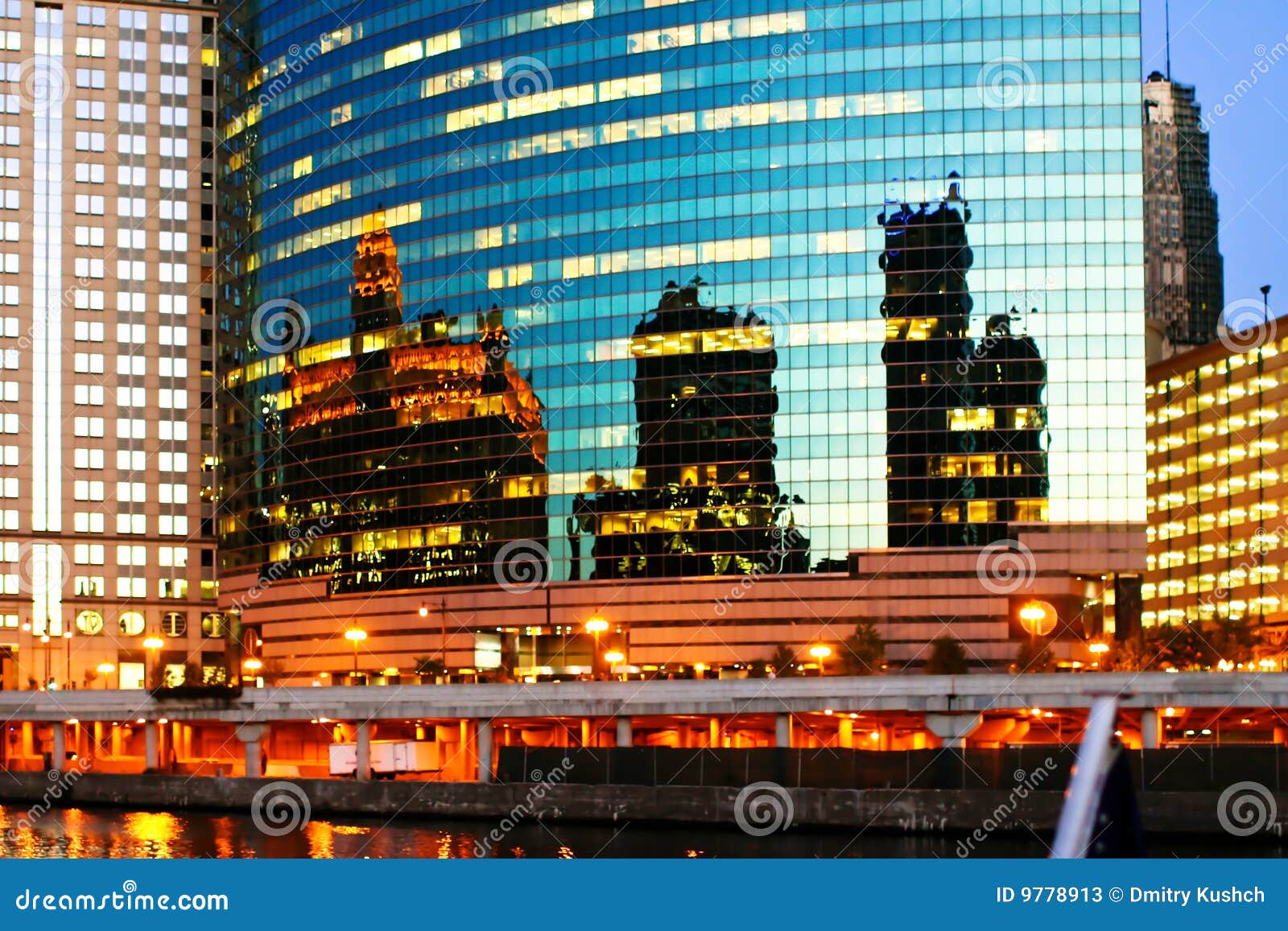 Reflections in Night Windows Stock Image - Image of architecture ...