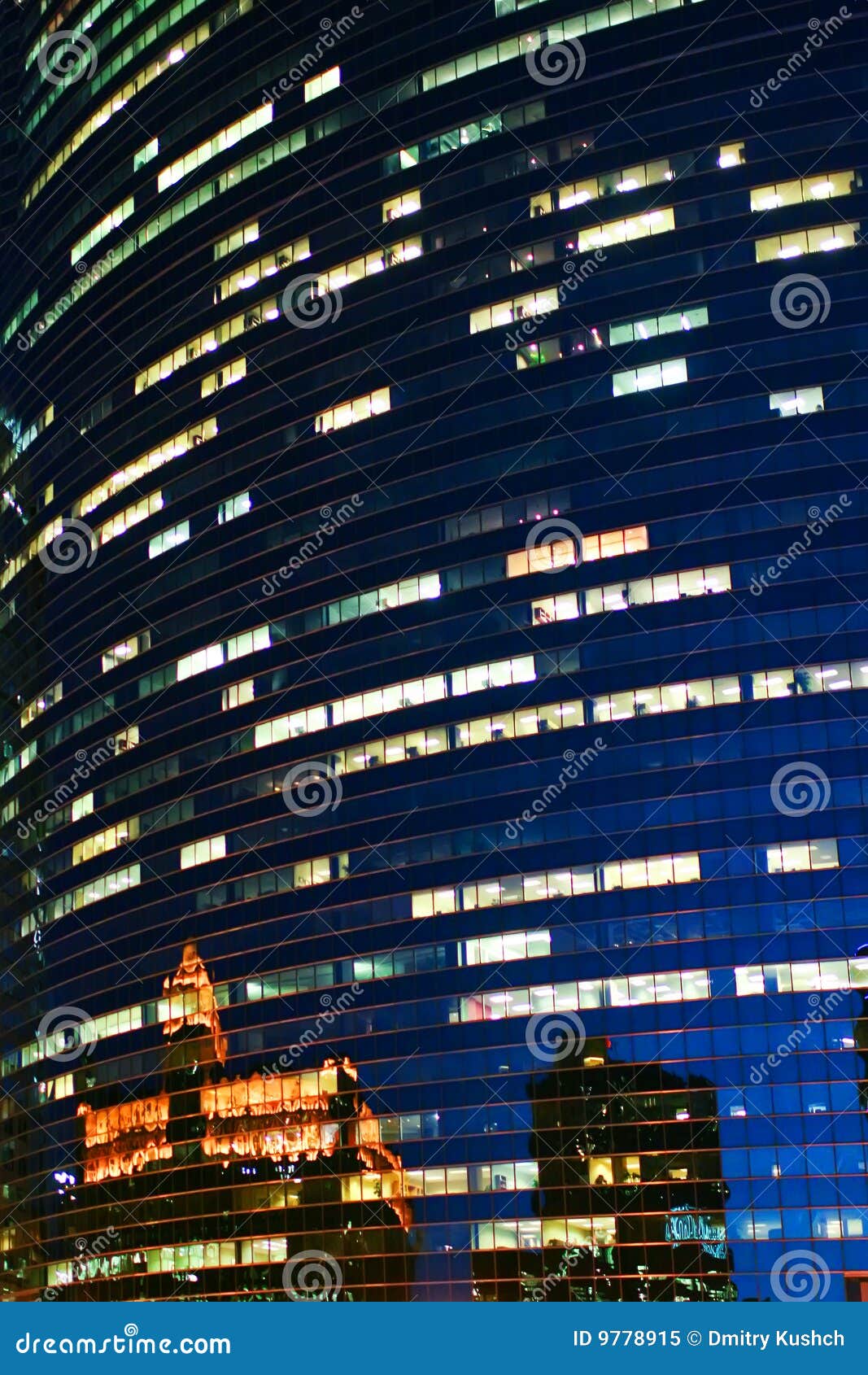 Reflections in Night Windows Stock Image - Image of famous, evening ...