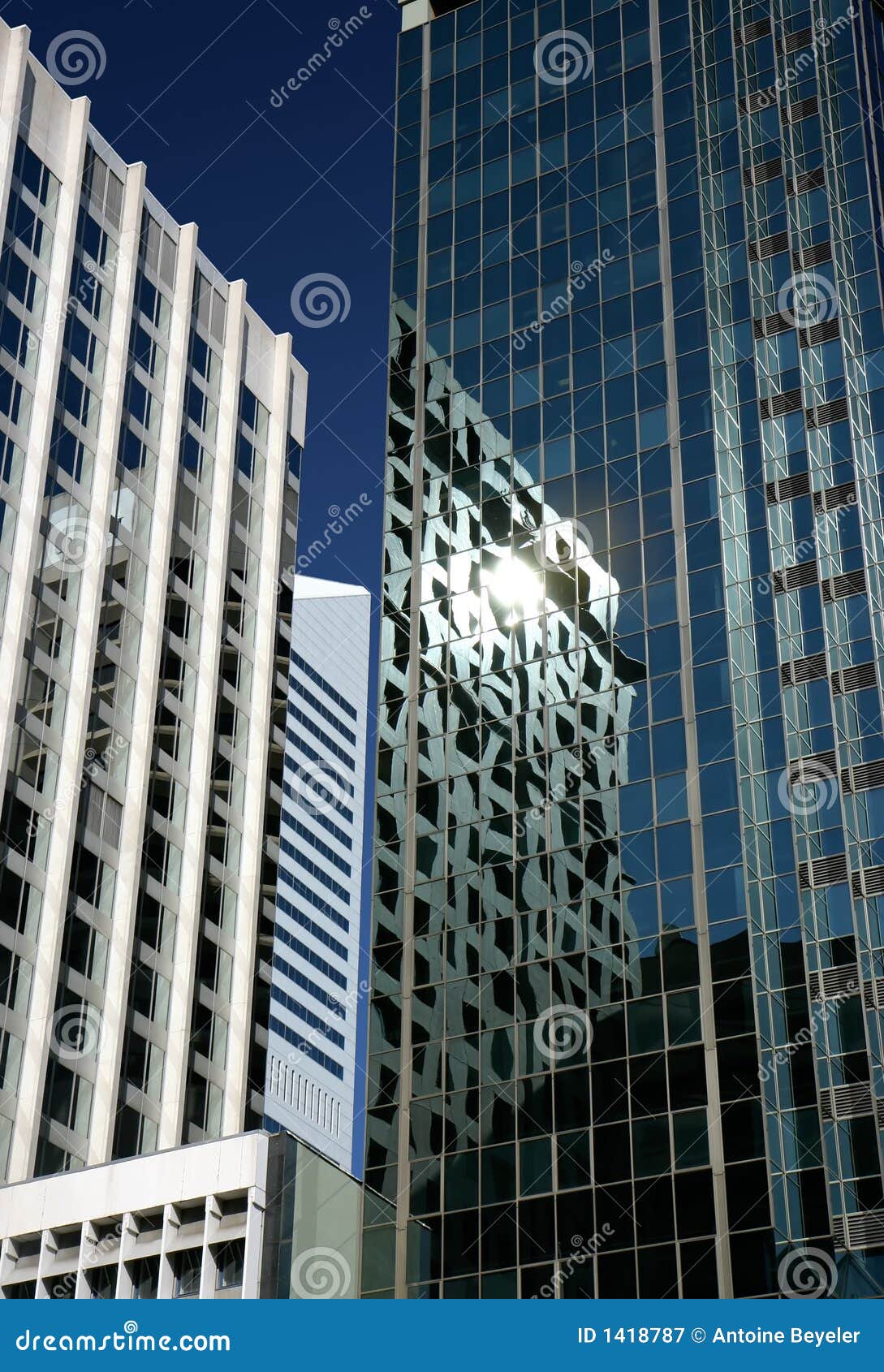 Reflections in Office Building Stock Image - Image of shining, light ...