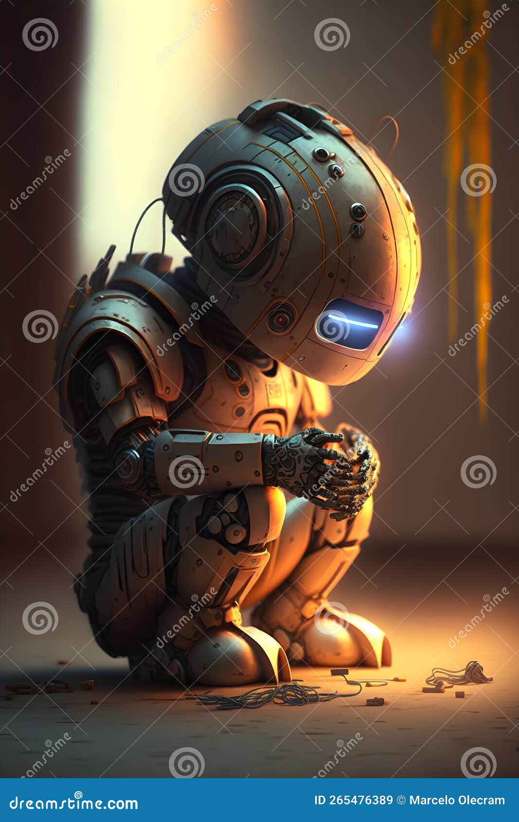 Reflections of an Old Robot. Robotic Art Surreal Illustration Stock ...
