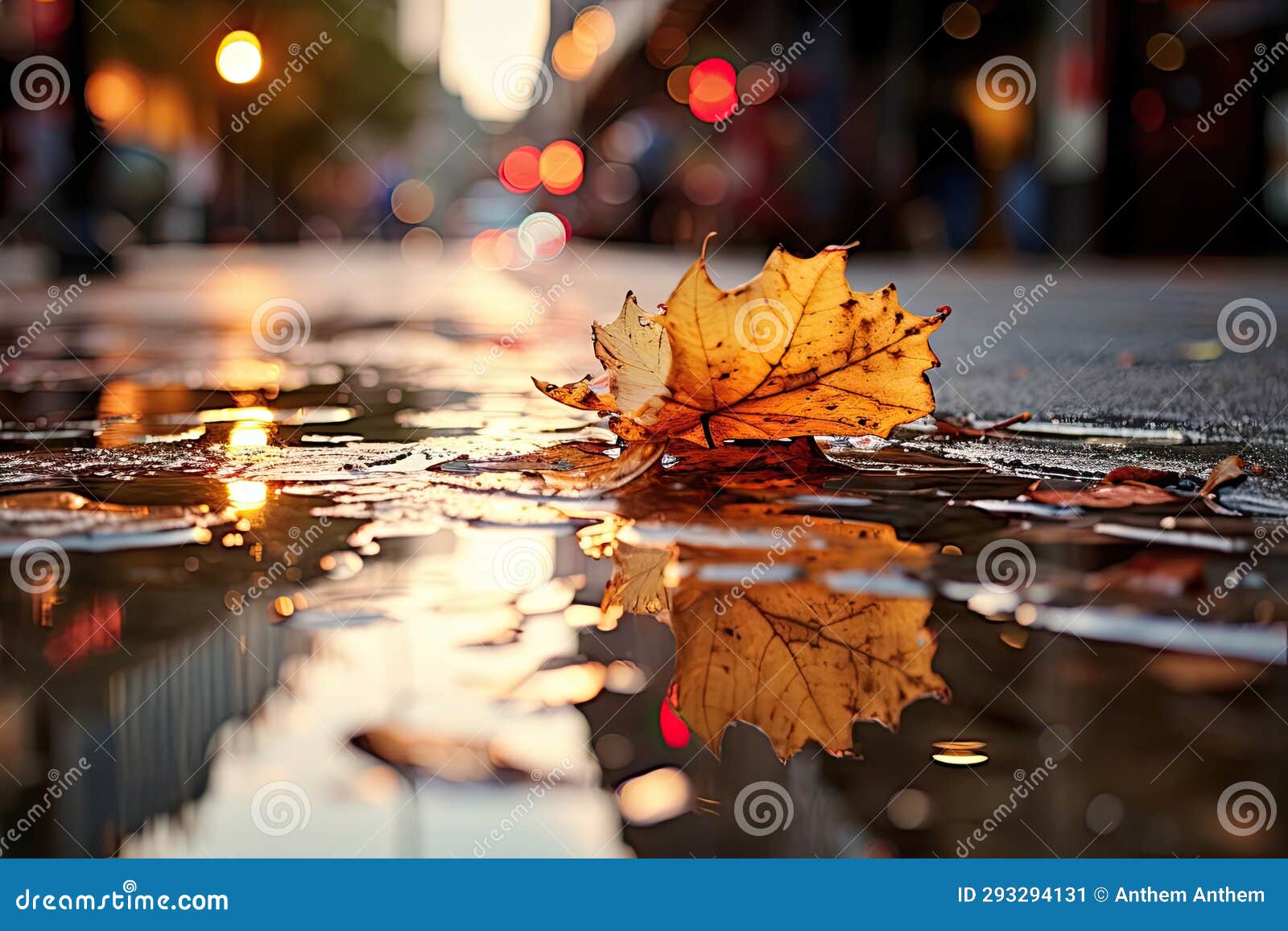 Reflections in the Rain Puddles of Beauty Stock Image - Image of ...