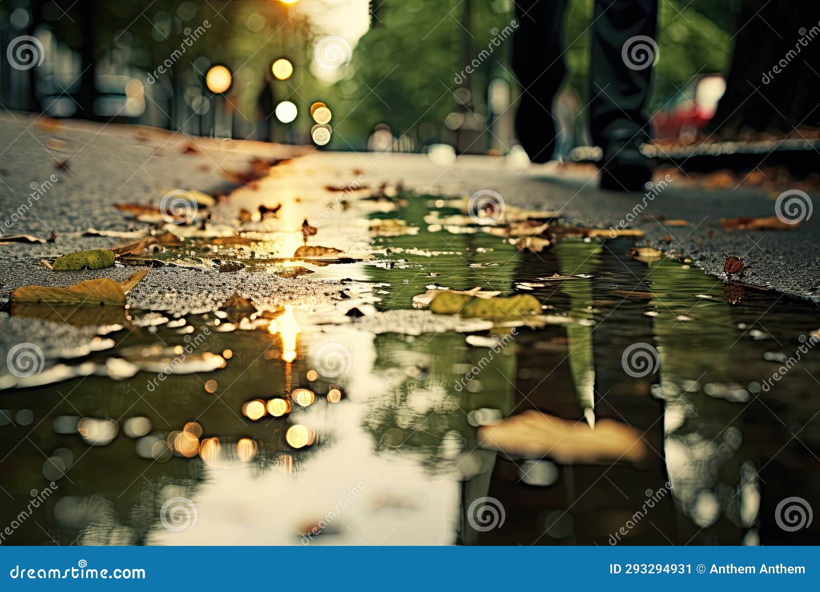 Reflections in the Rain Puddles of Beauty Stock Image - Image of visual ...