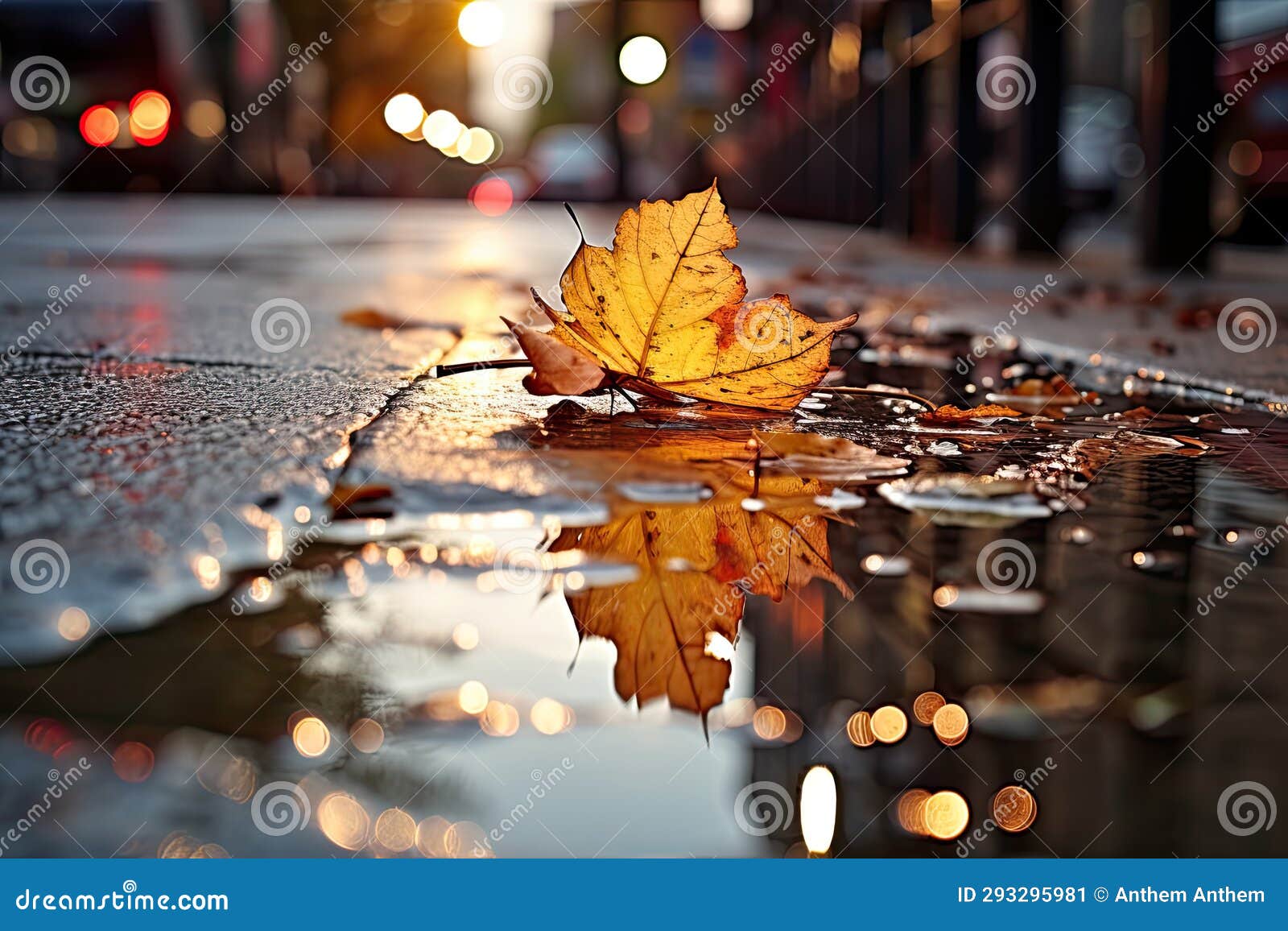 Reflections in the Rain Puddles of Beauty Stock Image - Image of ...