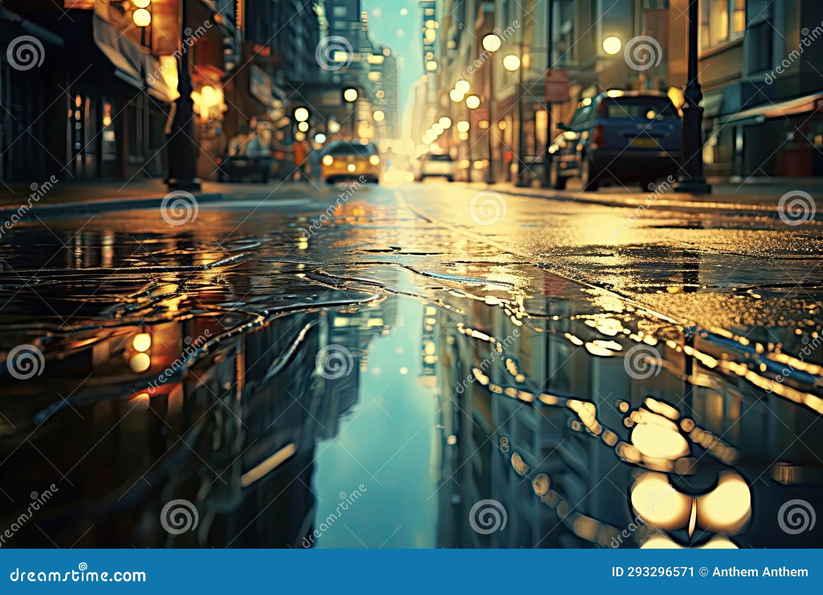 Reflections in the Rain Puddles of Beauty Stock Image - Image of ...