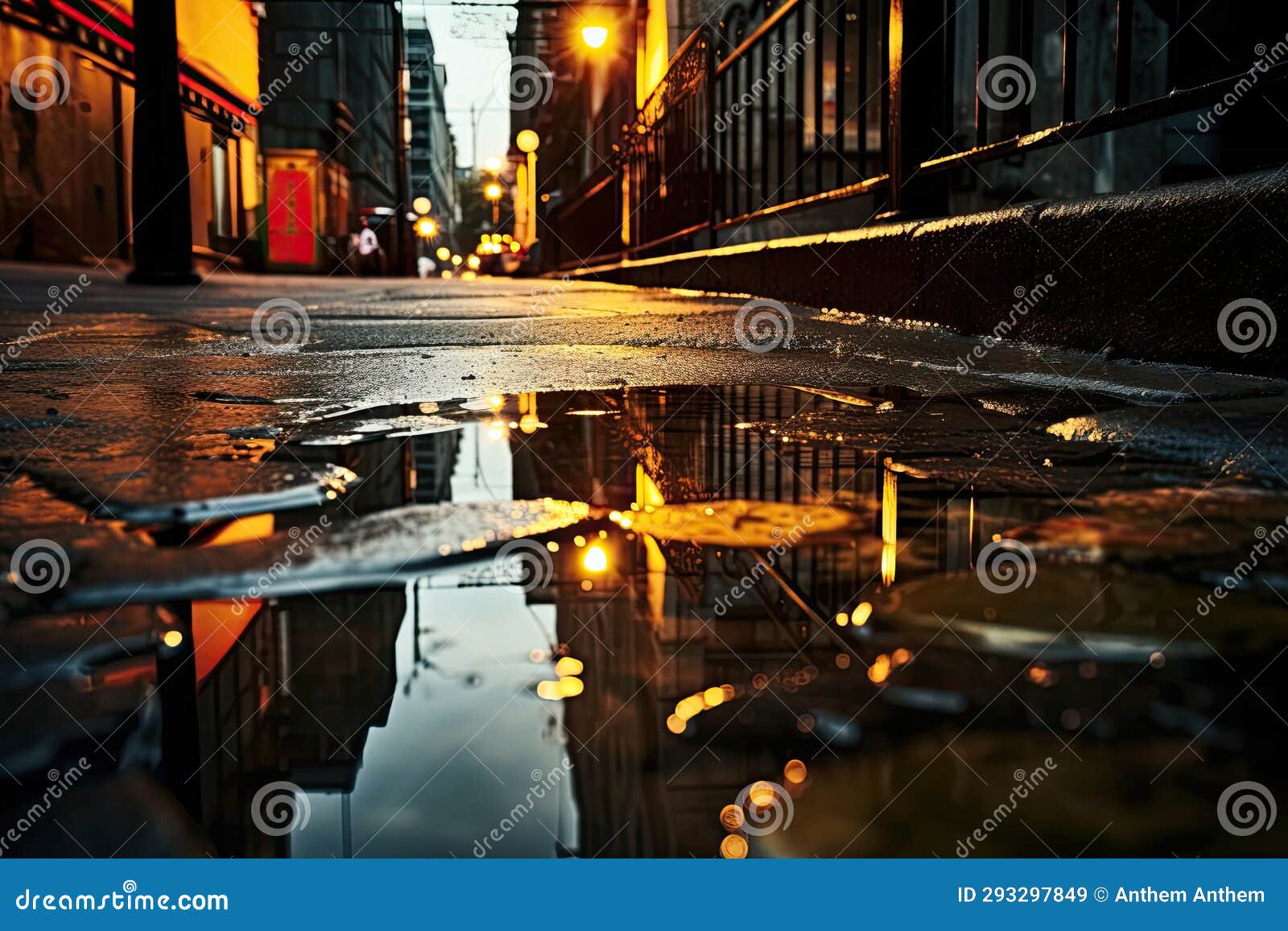 Reflections in the Rain Puddles of Beauty Stock Image - Image of purity ...