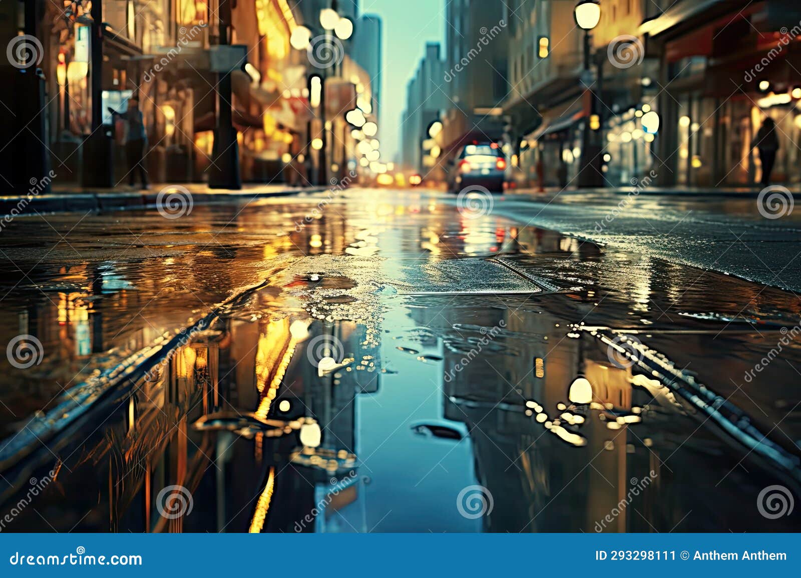 Reflections in the Rain Puddles of Beauty Stock Image - Image of ...