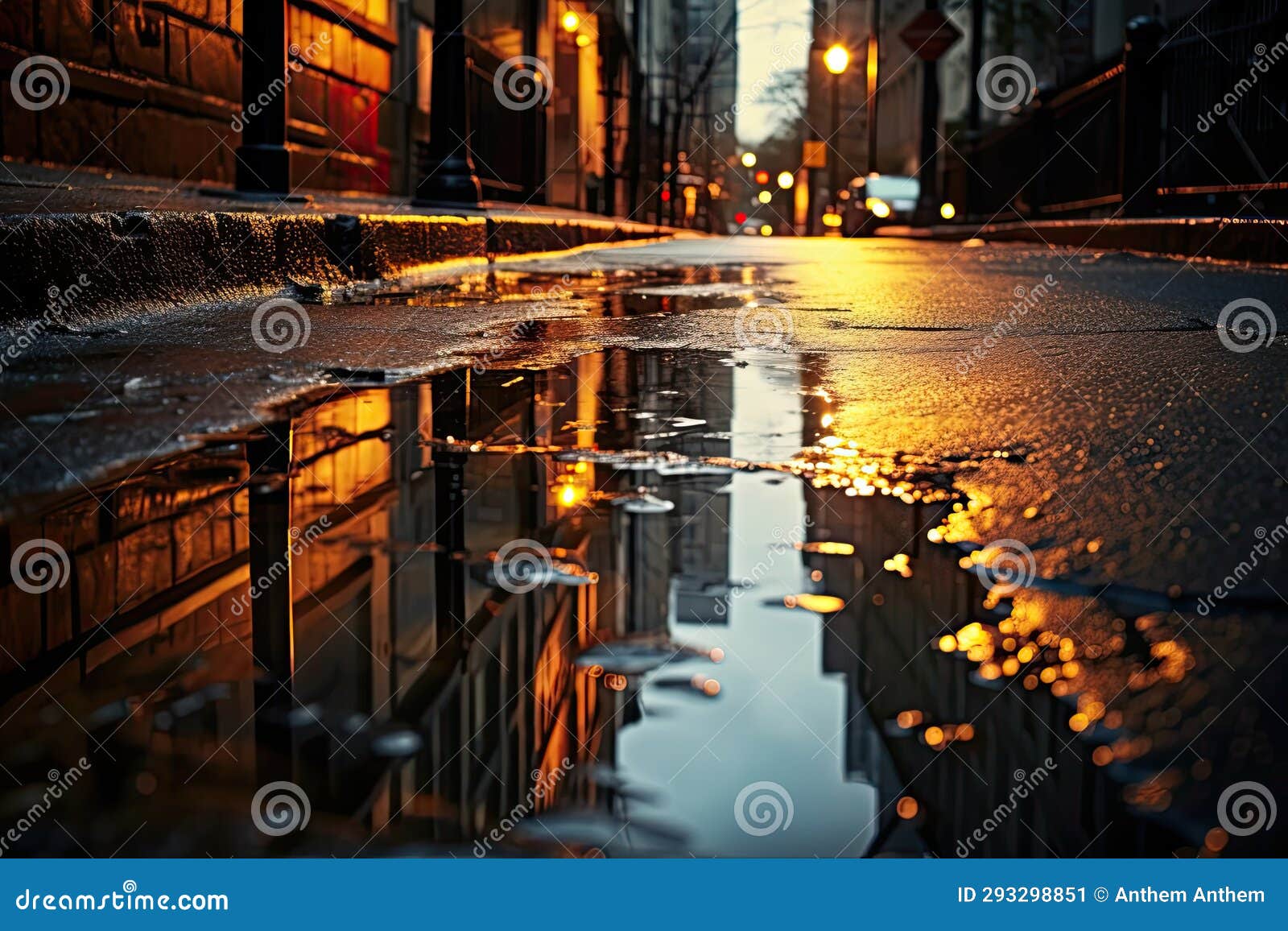 Reflections in the Rain Puddles of Beauty Stock Image - Image of water ...