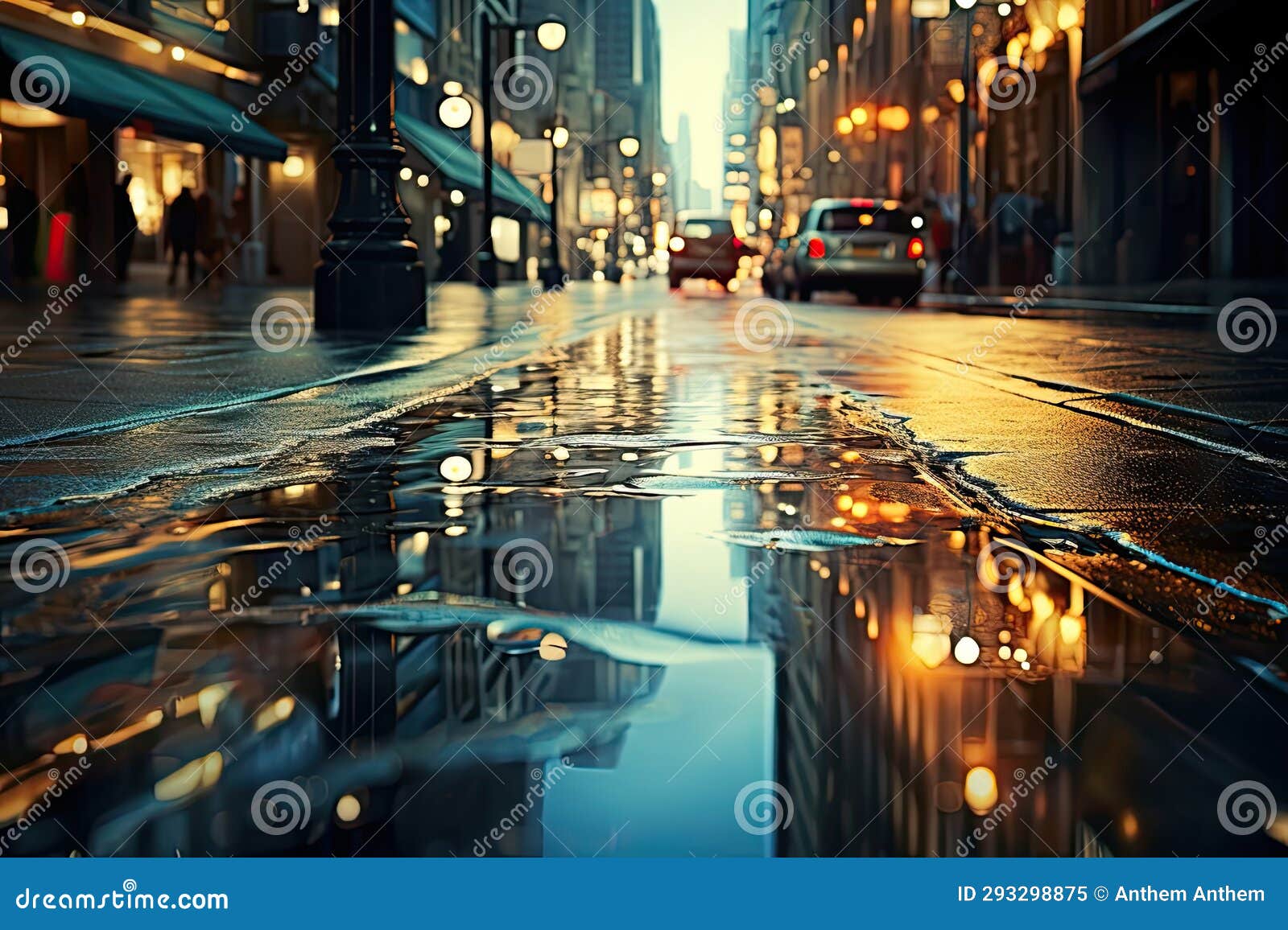 Reflections in the Rain Puddles of Beauty Stock Image - Image of ...