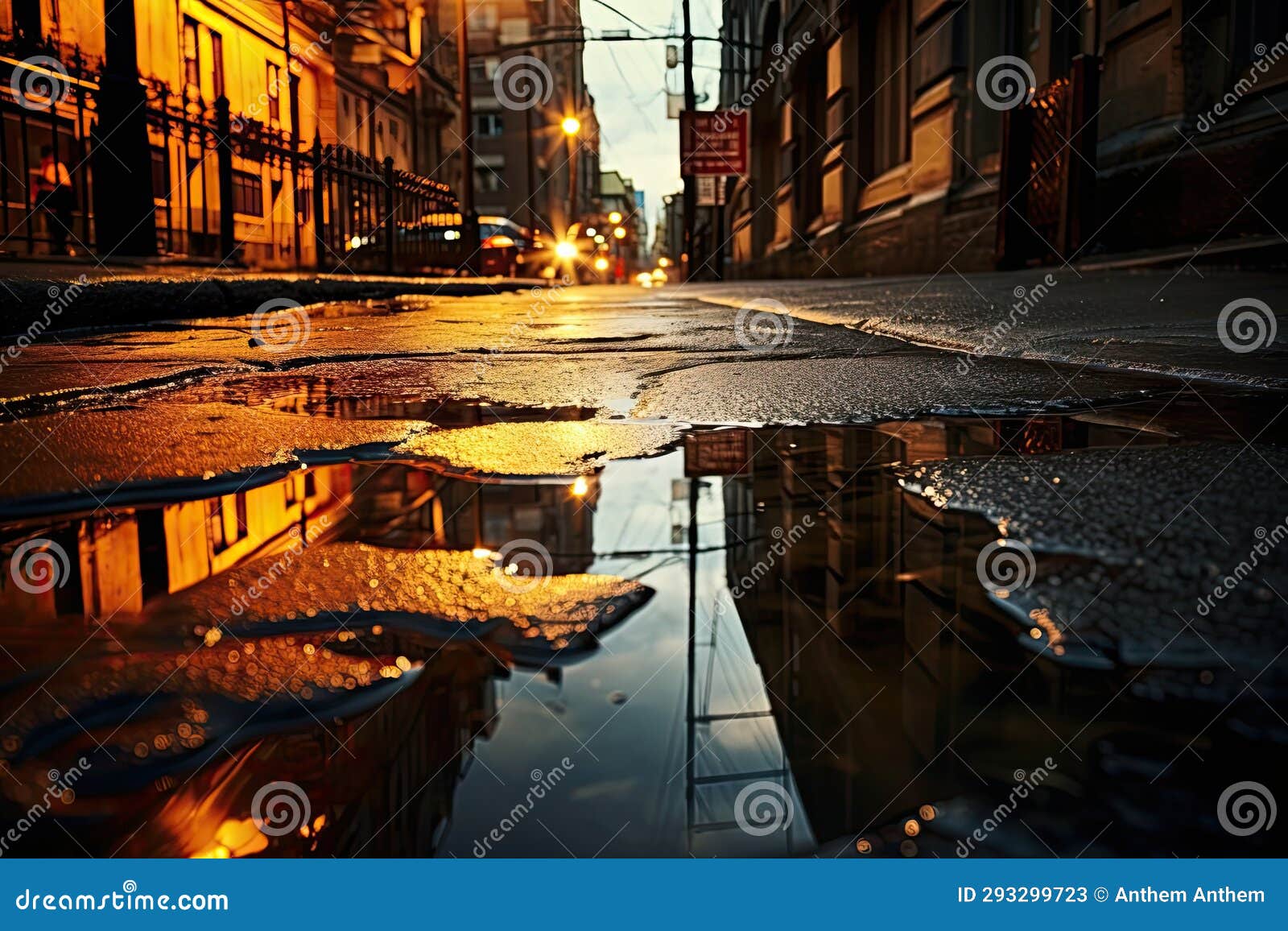 Reflections in the Rain Puddles of Beauty Stock Image - Image of beauty ...