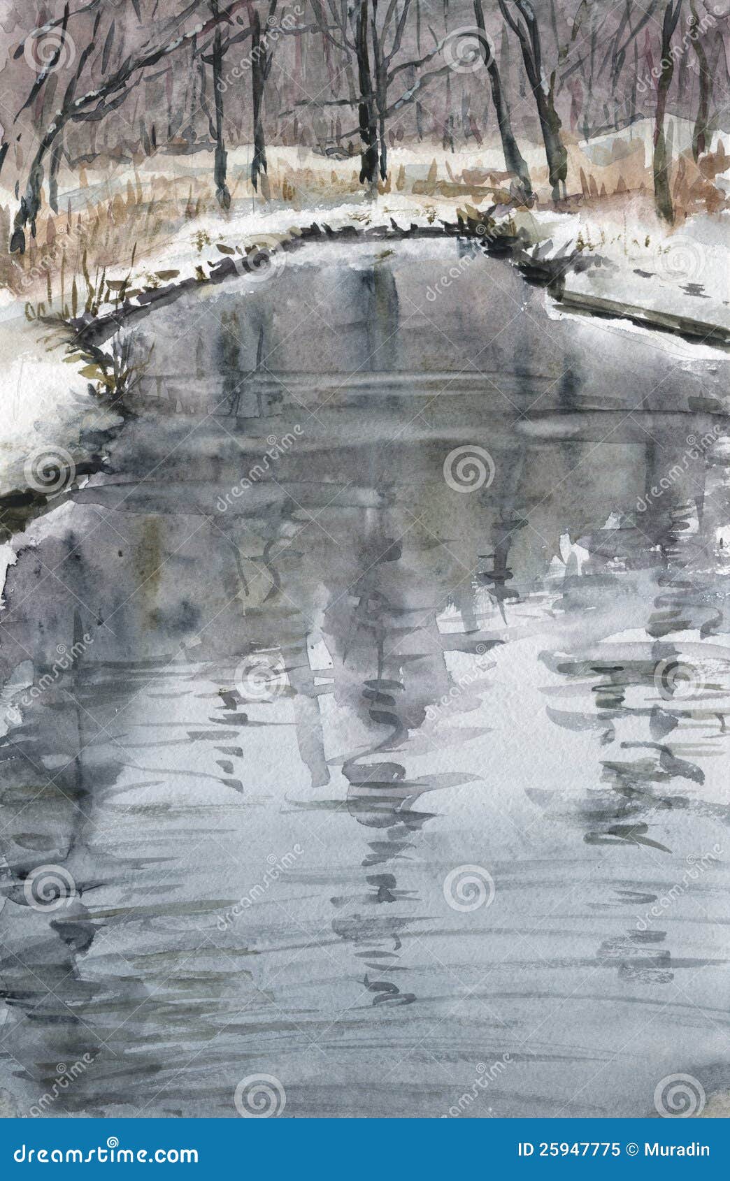 Reflections in the river stock illustration. Illustration of ...